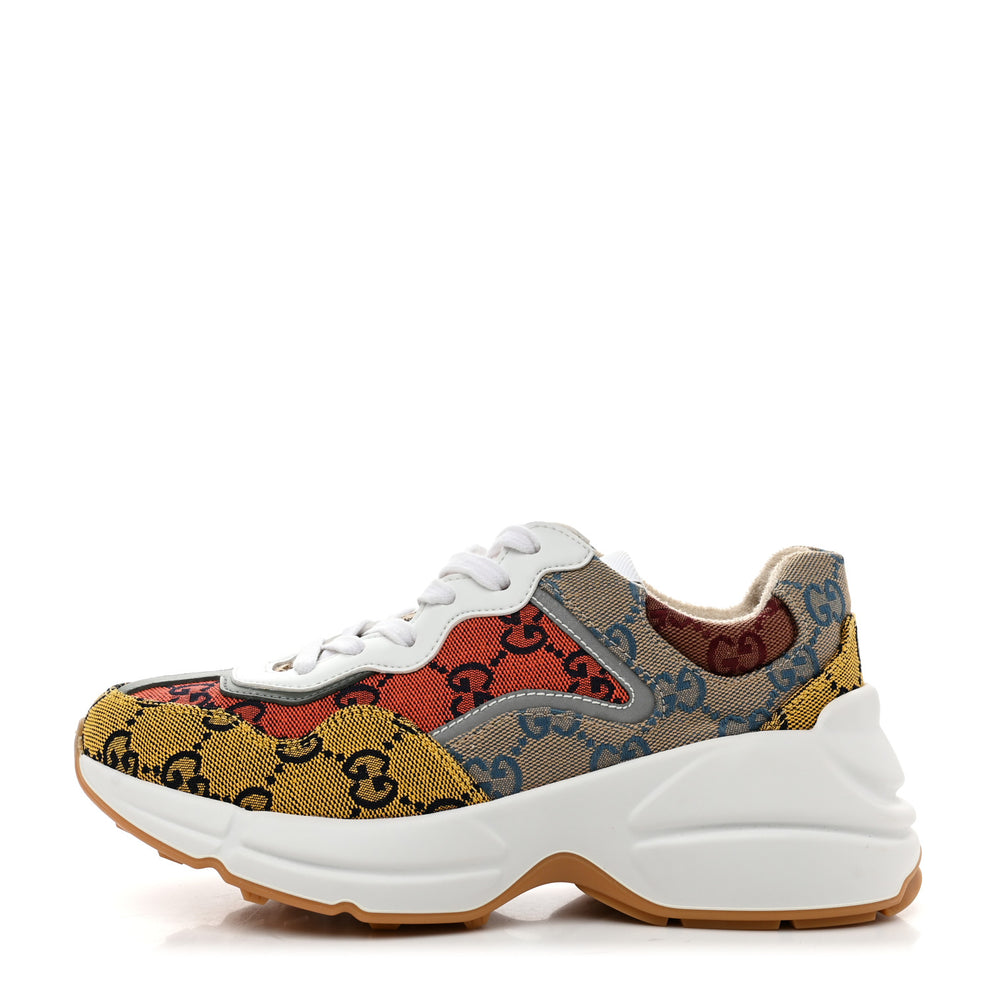 Gucci Monogram Multicolor Demetra Womens Rhyton Sneakers 35 Yellow Blue ...