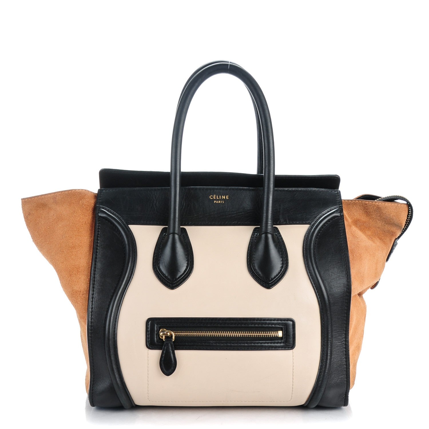 Celine Satin Calfskin Suede Mini Tri-Color Luggage Seashell 188357 ...