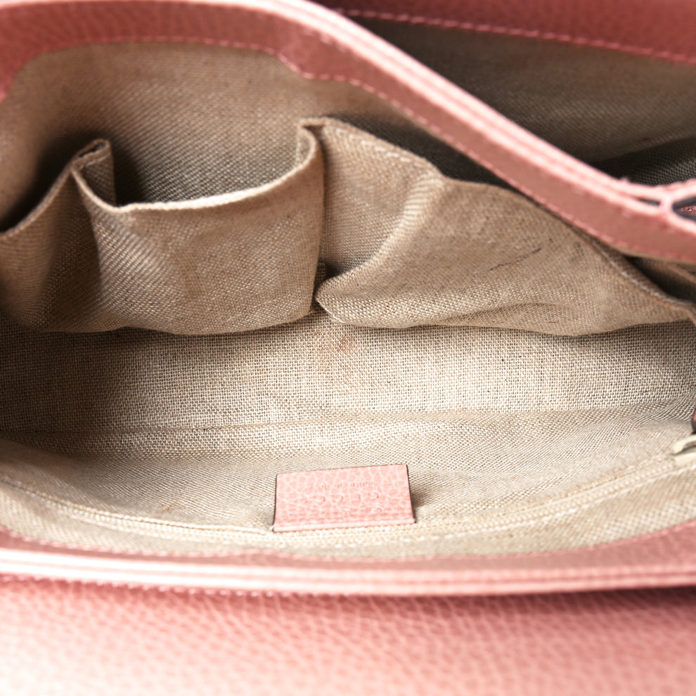 Gucci Dollar Calfskin Interlocking G Top Handle Shoulder Bag Soft Pink ...
