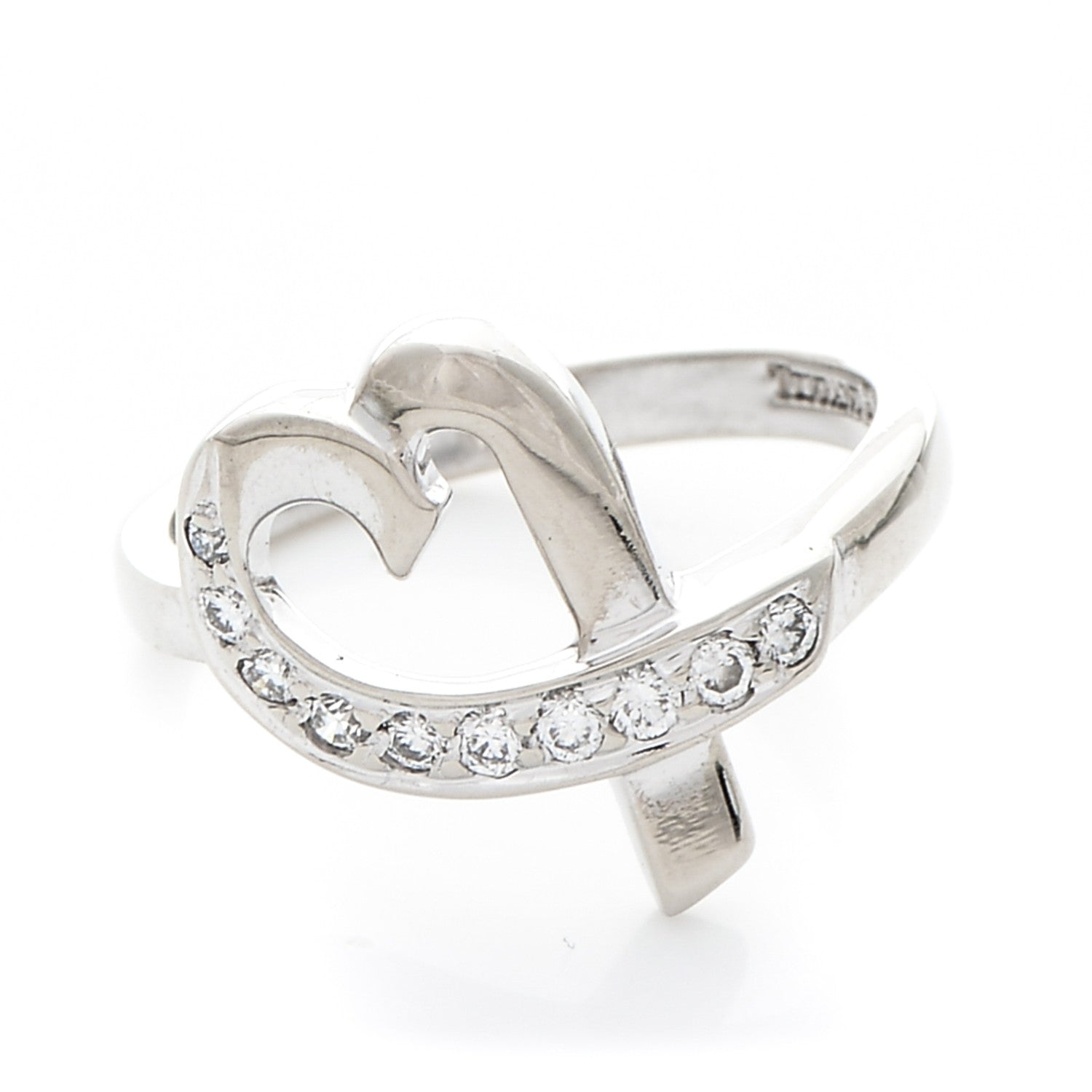 Tiffany 18K White Gold Diamond Paloma Picasso Loving Heart Ring 5 ...