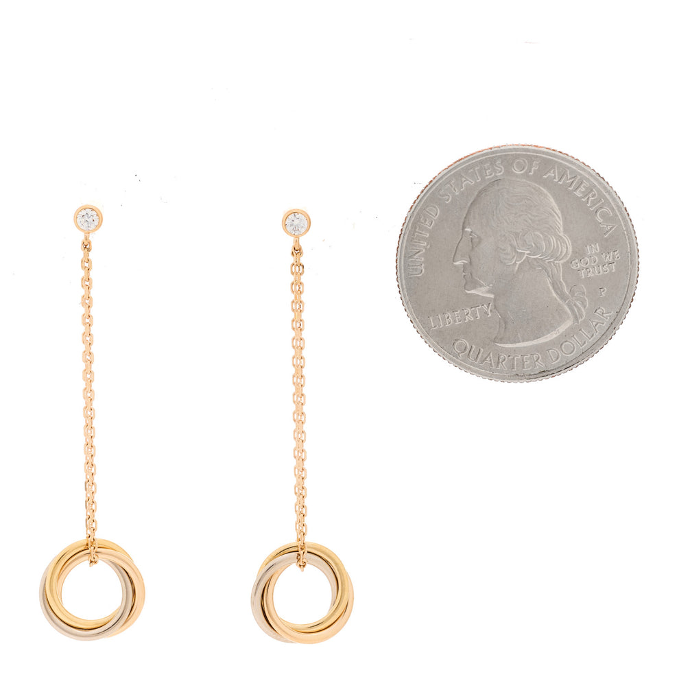 Cartier 18K Pink Yellow White Gold Diamond Small Trinity Drop Earrings ...