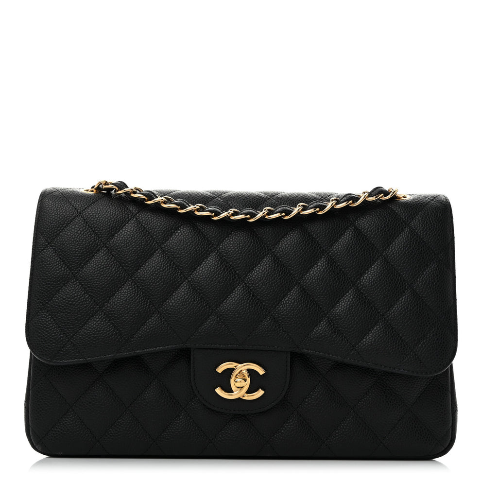 Chanel Caviar Quilted Jumbo Double Flap Black 1884734 – FASHIONPHILE