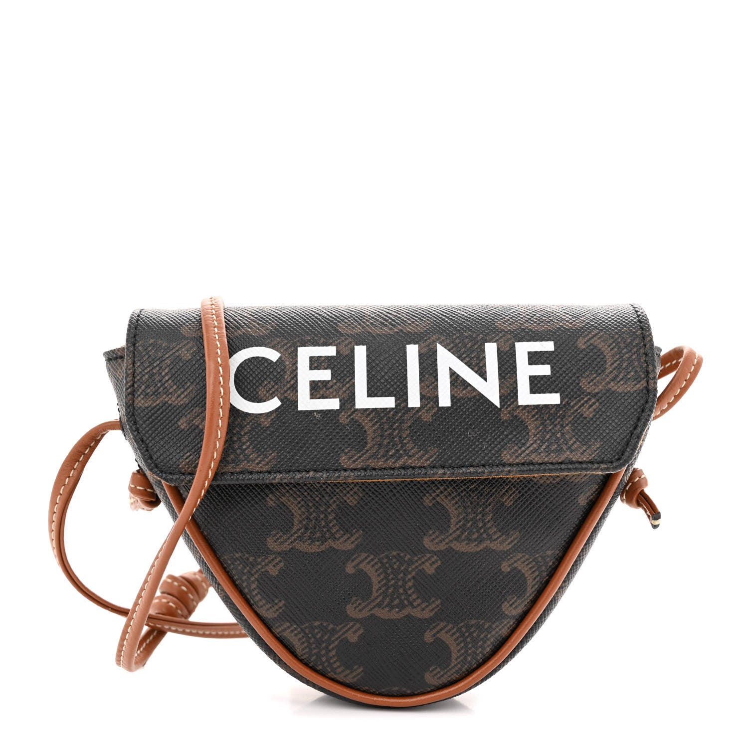 Celine Triomphe Canvas Mini Triangle Crossbody Bag Tan 1498382 ...