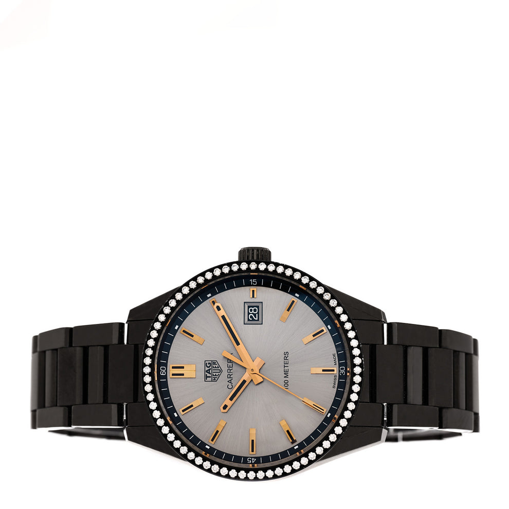 Tag Heuer Stainless Steel Diamond Bezel 39mm Carrera Lady Quartz Watch ...