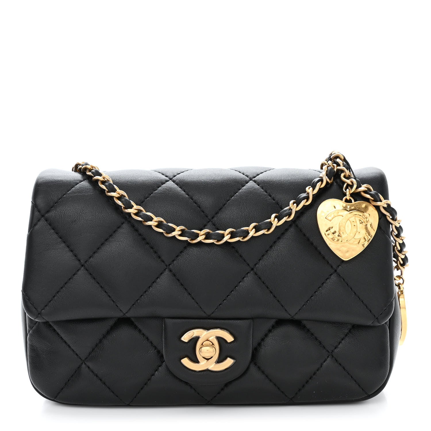 Chanel Lambskin Quilted Mini Heart Charms Flap Black 1372479 – FASHIONPHILE