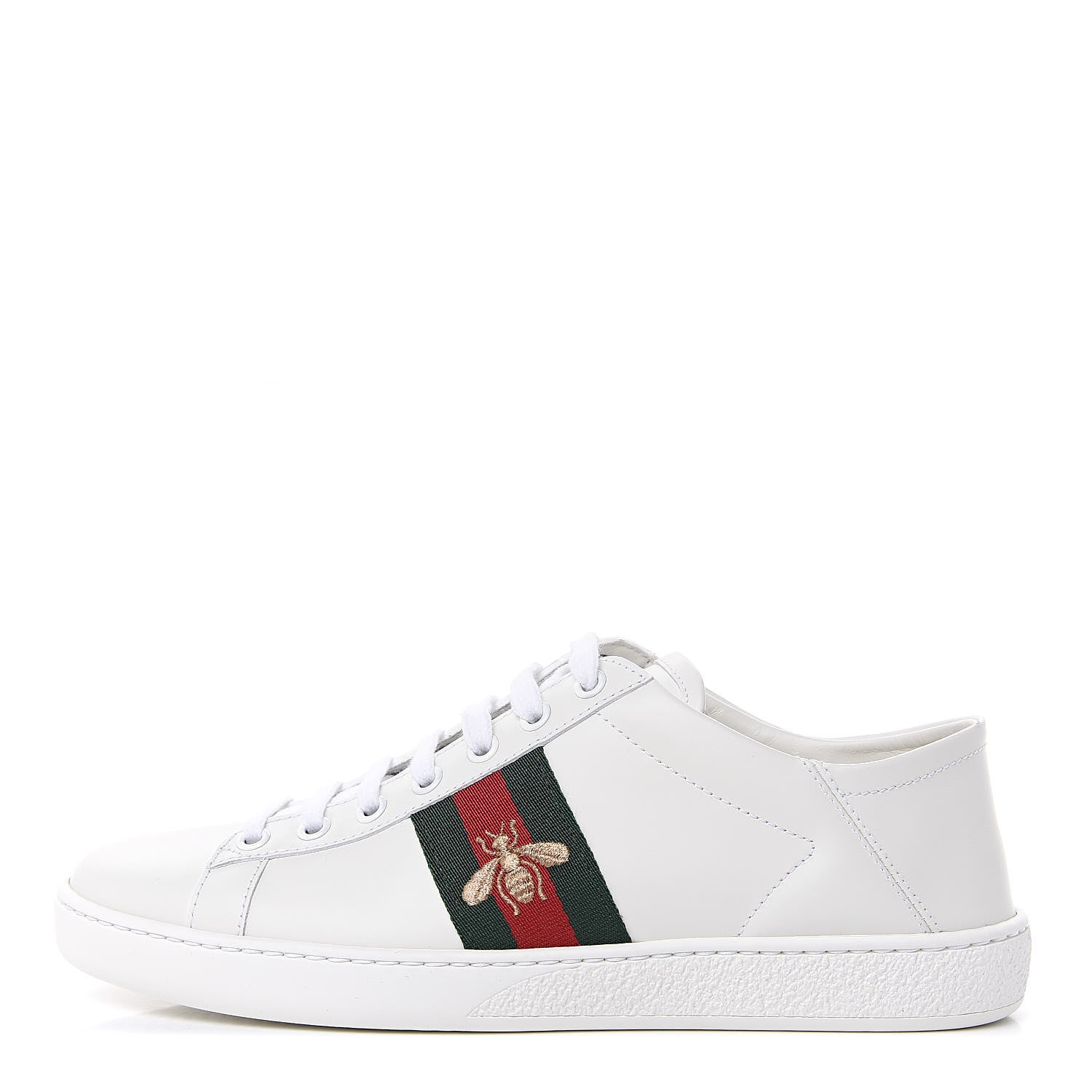 Gucci Calfskin Web Bee Embroidered Womens Ace Sneakers 38 White Green ...