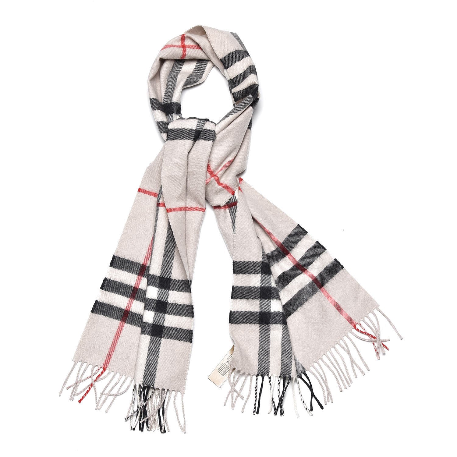 Burberry Cashmere Giant Check Fringe Scarf Stone 461146 – FASHIONPHILE