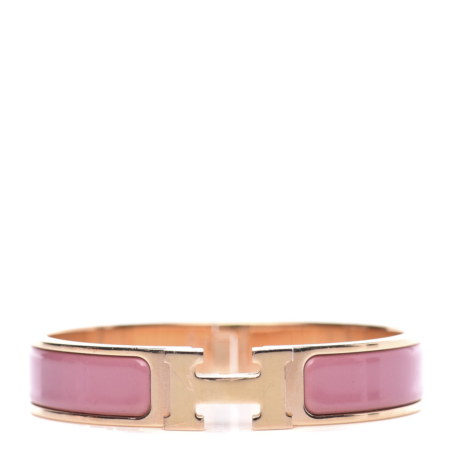 Hermes Enamel Narrow Clic Clac H Bracelet PM Rose Velours 651280 ...