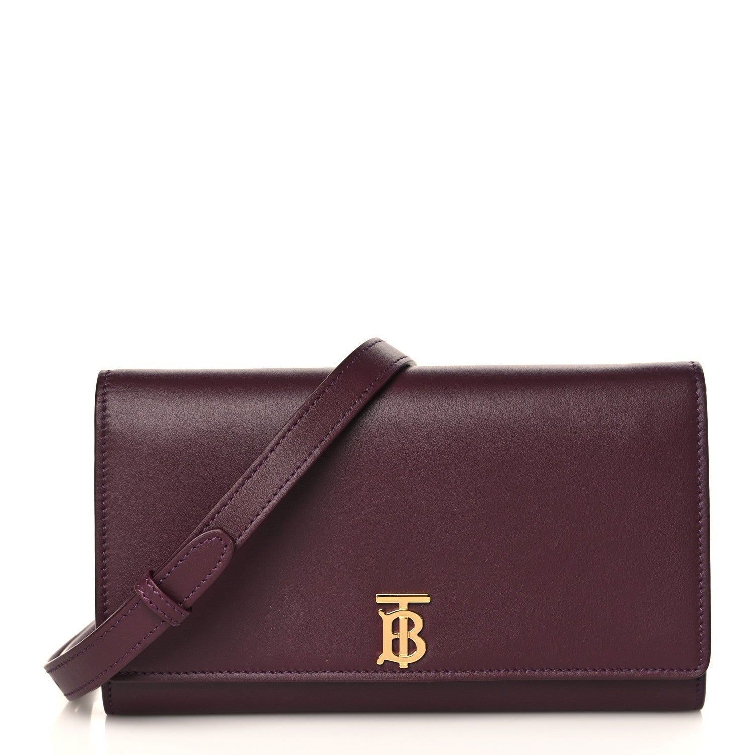 Burberry Calfskin Hannah Wallet with Detachable Strap Deep Maroon ...