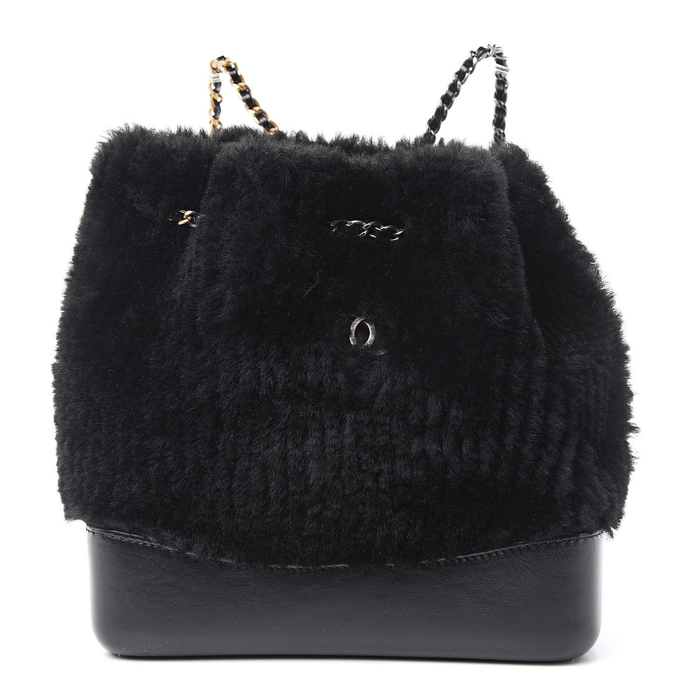 Chanel Shearling Small Gabrielle Backpack Black 496304 – FASHIONPHILE