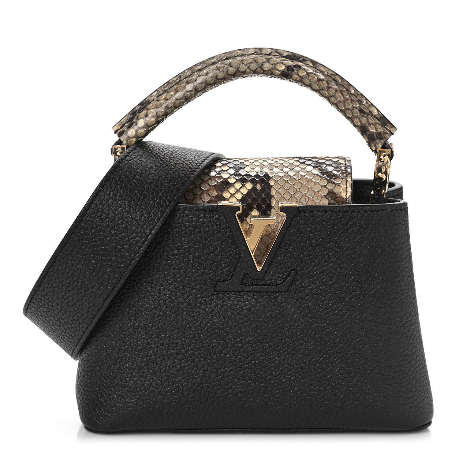Louis Vuitton Taurillon Snakeskin Mini Capucines Black 1251072 ...