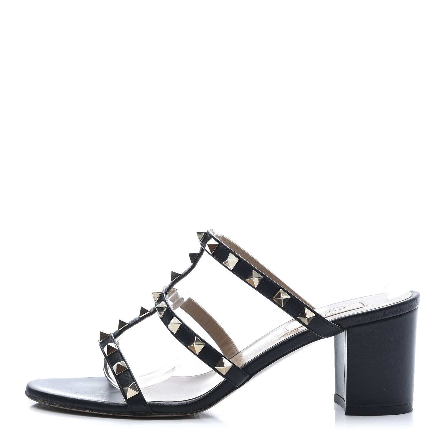 Valentino Garavani Calfskin Rockstud 60mm Caged Slide Sandals 38.5 ...