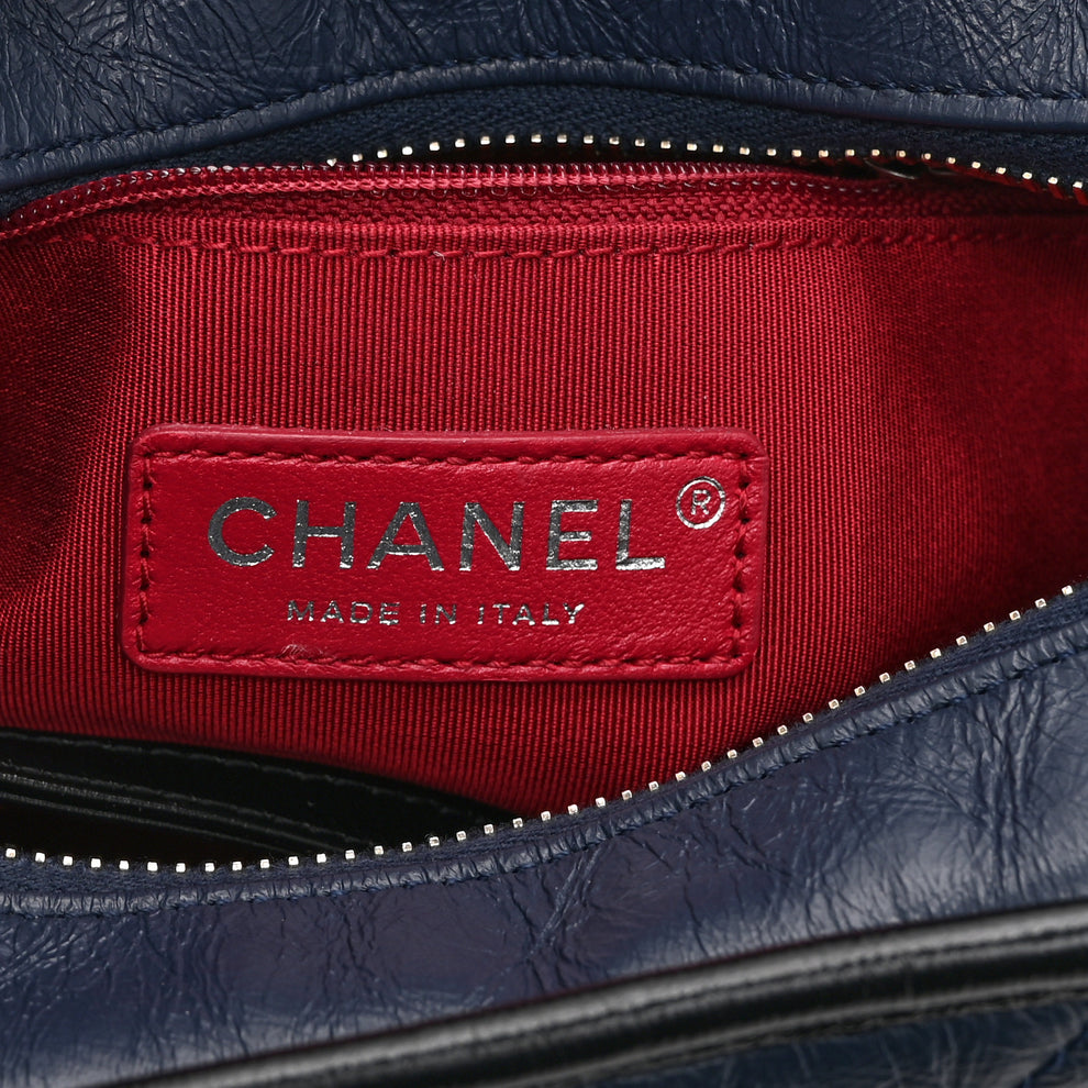 Chanel Aged Calfskin Quilted Small Gabrielle Hobo Navy Black 1842393 ...
