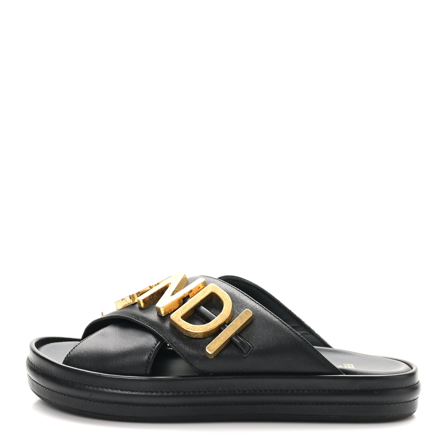 Fendi Vitello Womens Fendigraphy Slide Sandals 37 Black 1671119 ...
