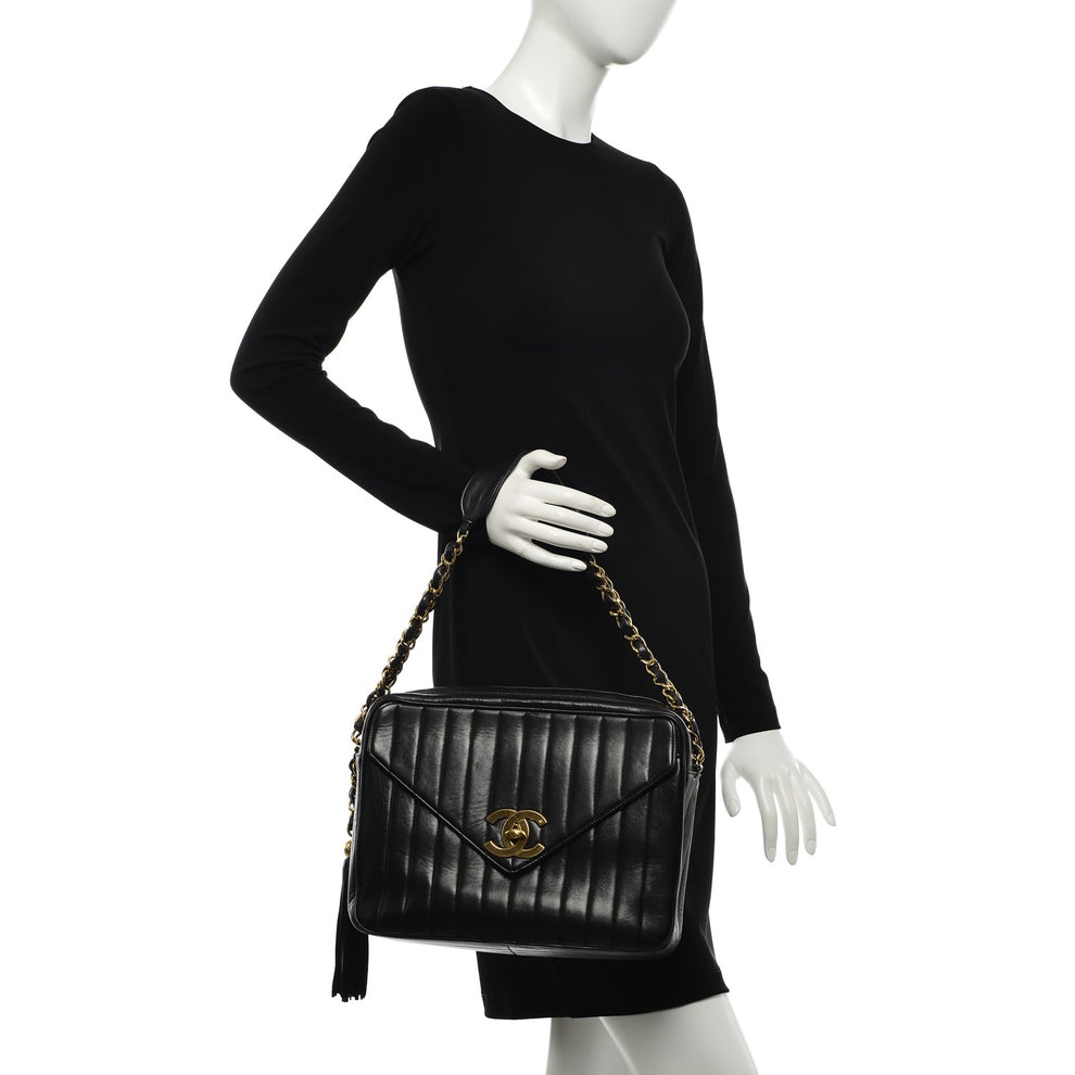 Chanel Lambskin Vertical Quilted Flap Camera Case Black 226583 ...