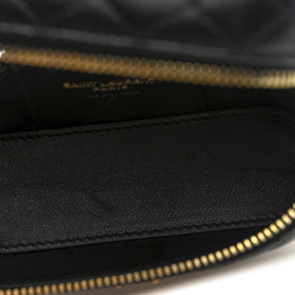 Saint Laurent Lambskin Quilted Micro Gaby Vanity Case Black 1770089 ...
