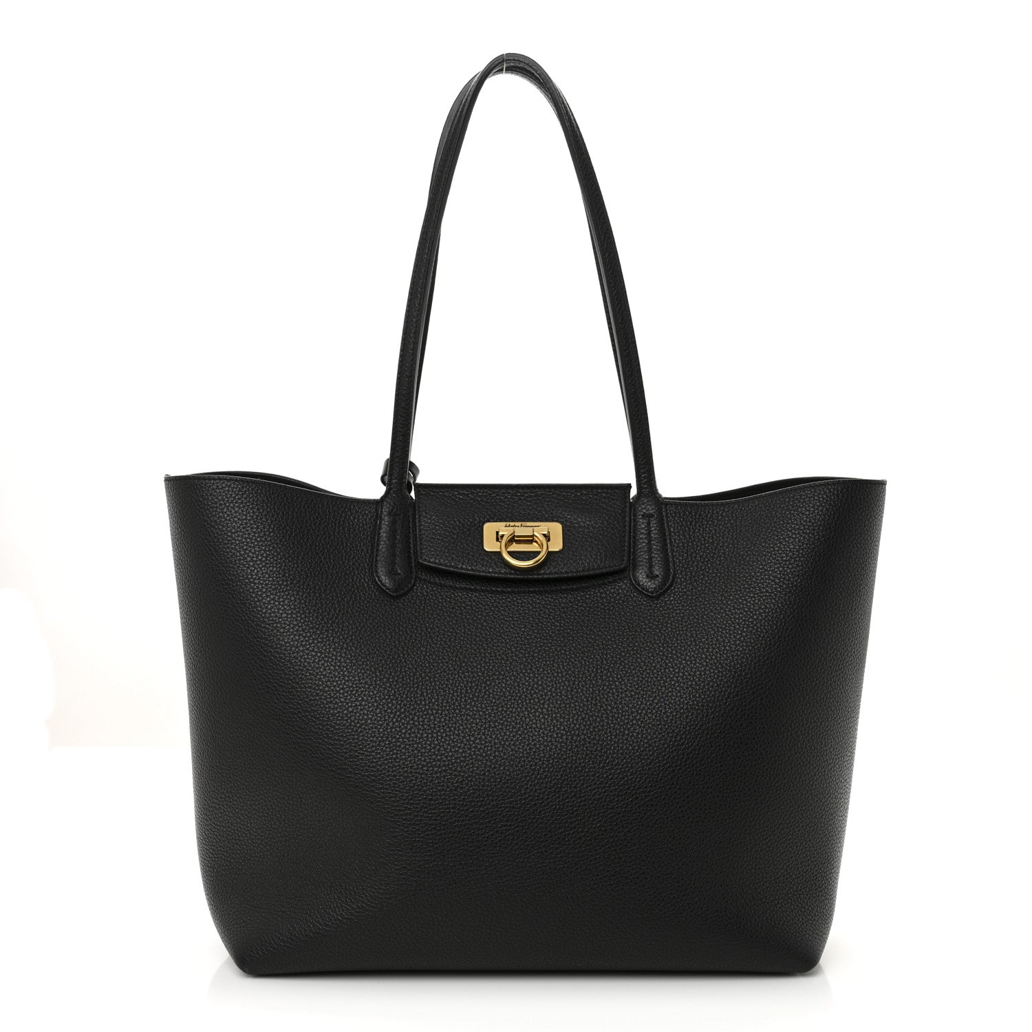 Salvatore Ferragamo Calfskin Travel Tote Black 1755455 – FASHIONPHILE
