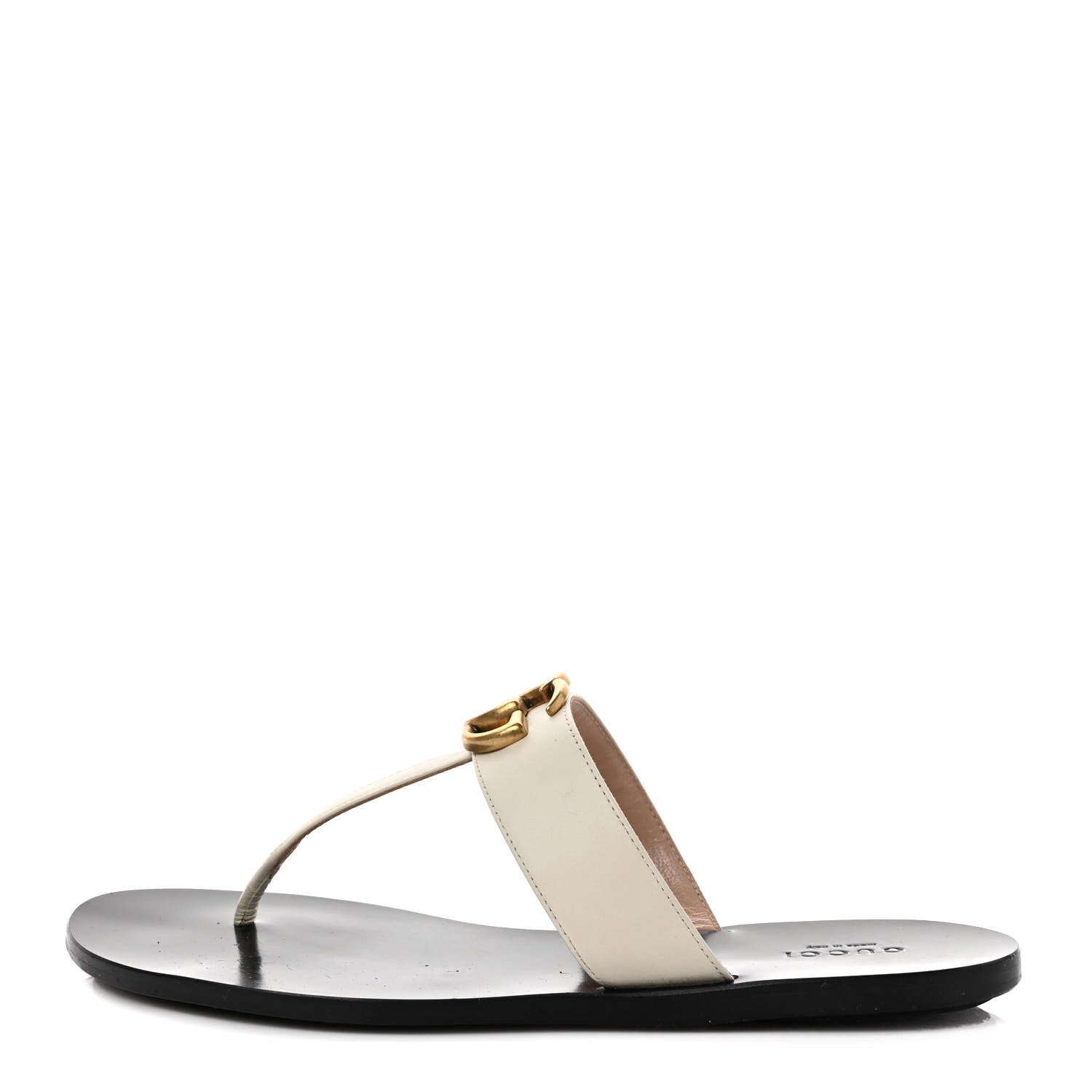 Gucci Calfskin GG Marmont Thong Sandals 38 Mystic White 1216327 ...