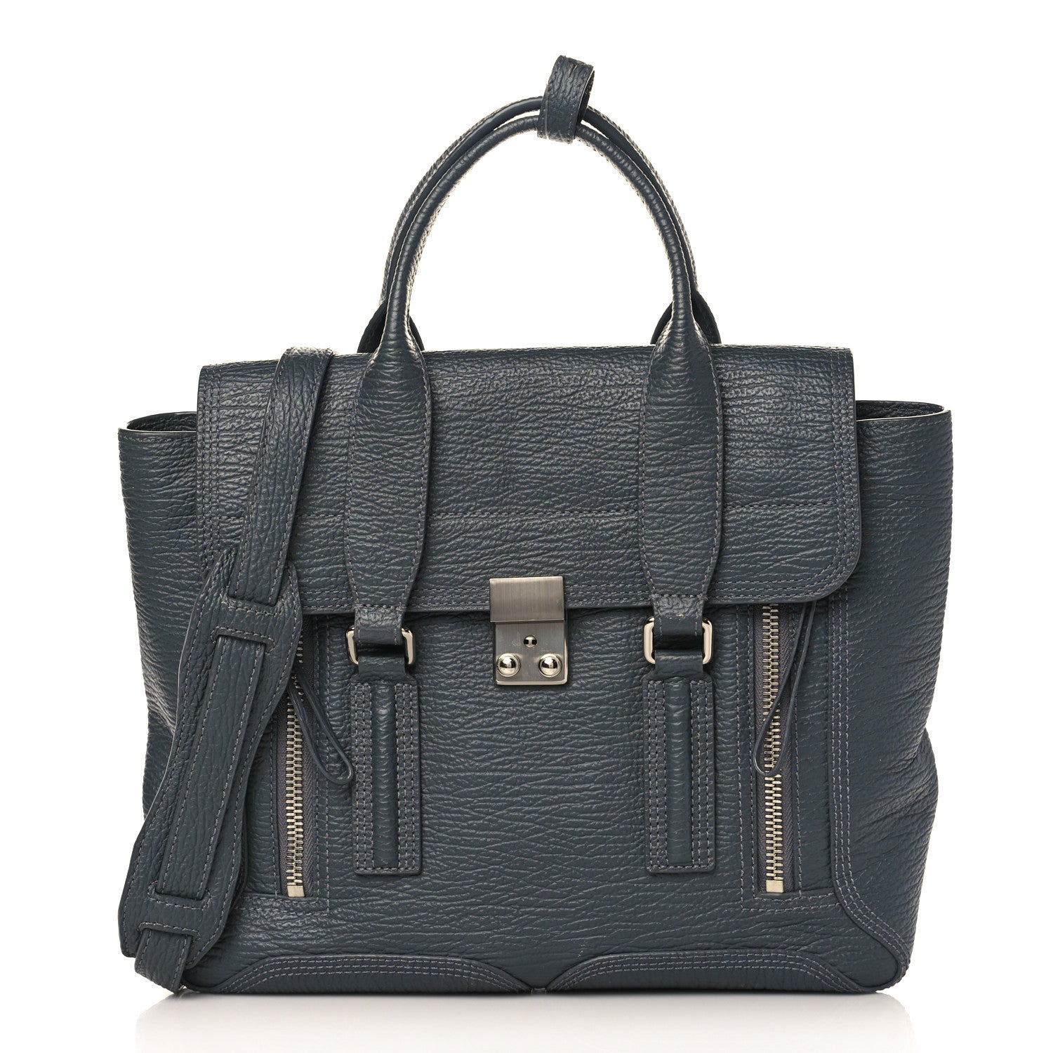 3.1 Phillip Lim Textured Calfskin Medium Pashli Satchel Grey 1173770 ...