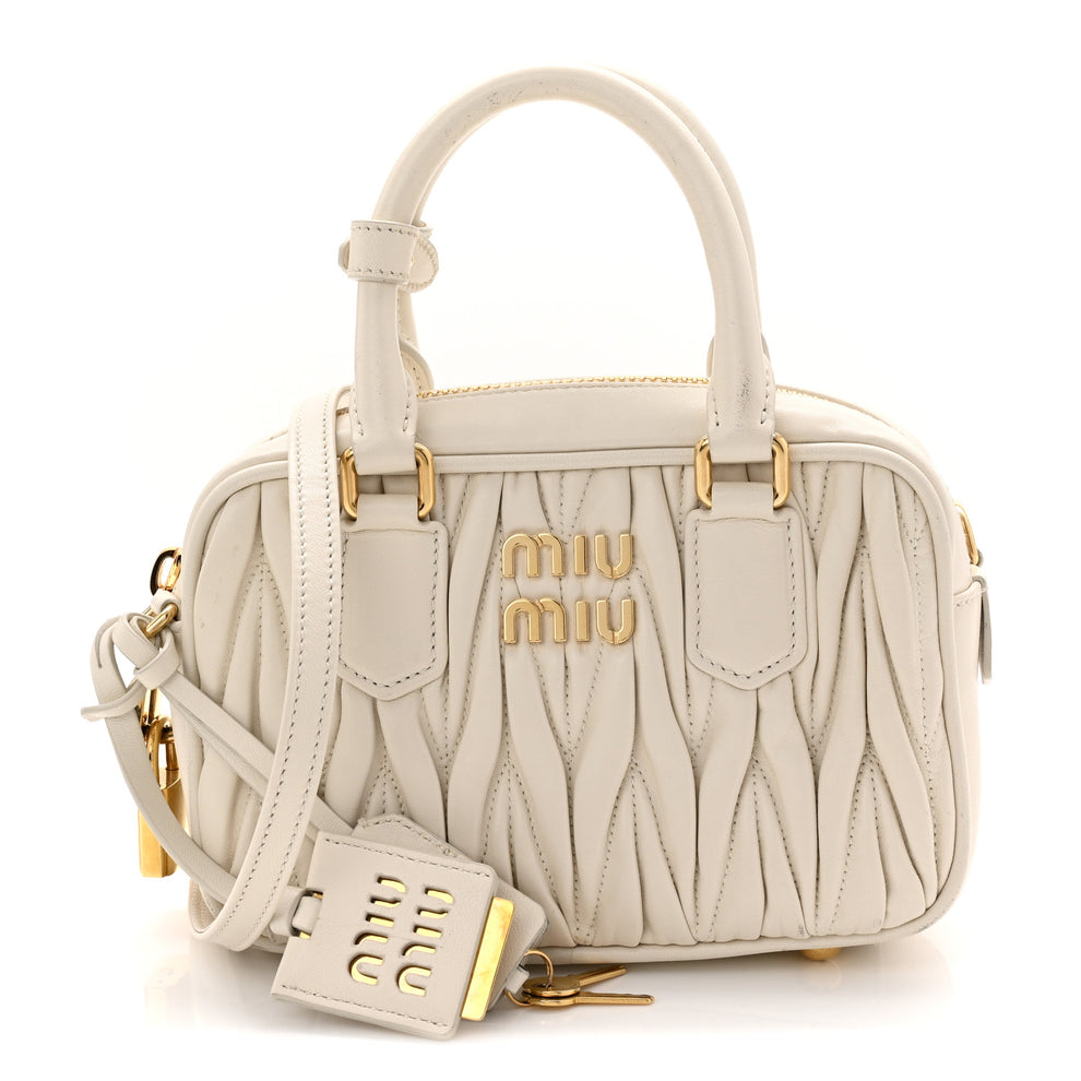 Miu Miu Nappa Matelasse Small Arcadie White 1792646 – FASHIONPHILE