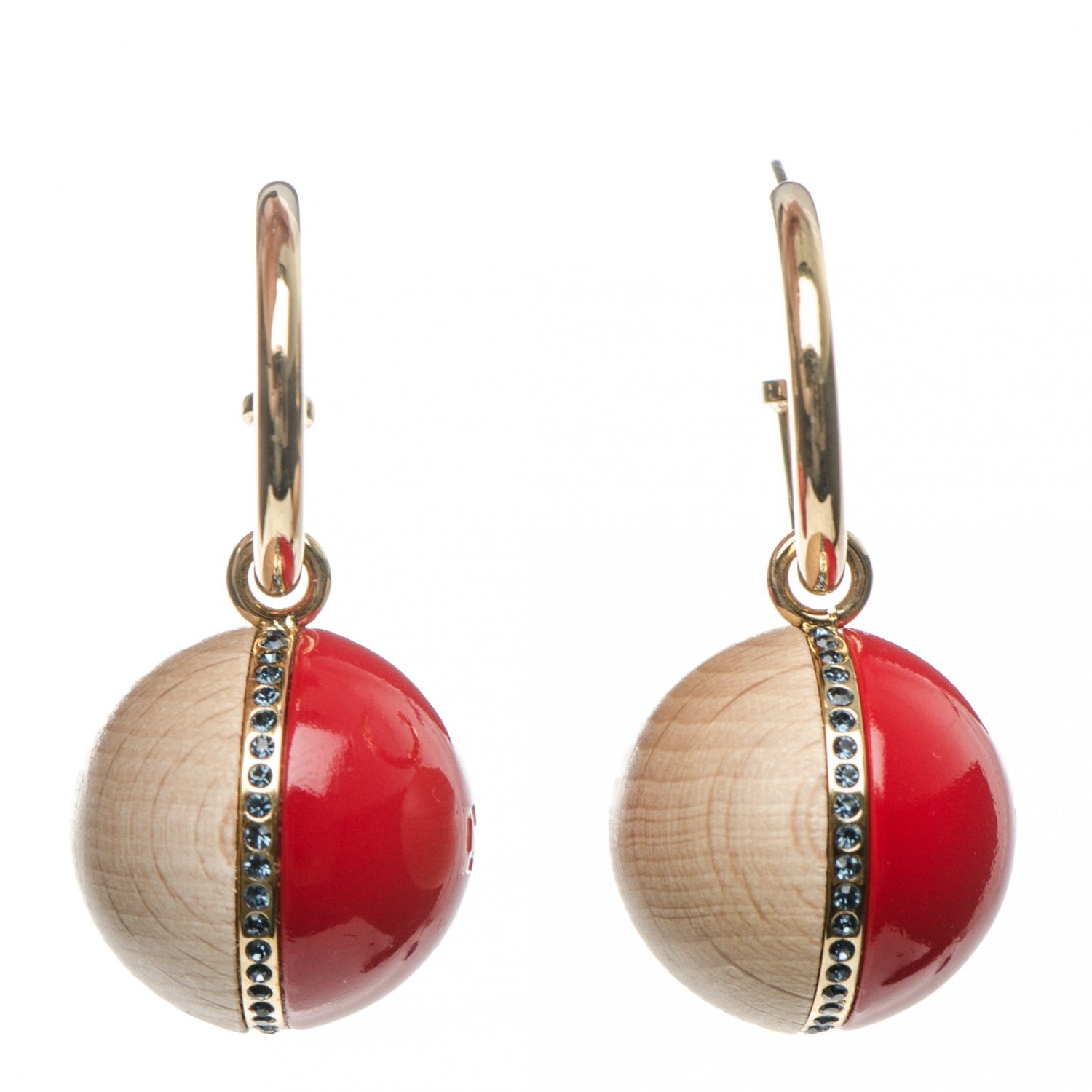 Louis Vuitton Gold Wood Enamel Hoop Drop Earrings Red 178819 – FASHIONPHILE