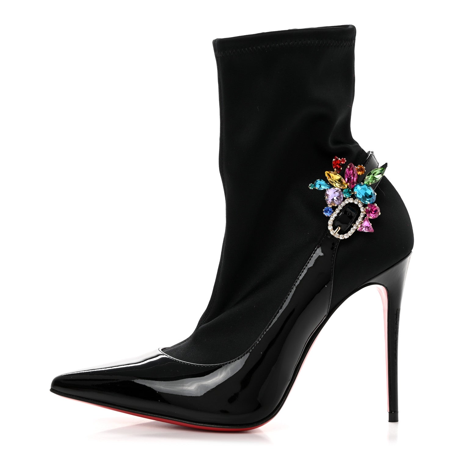 Christian Louboutin Patent Satin Crystal Jessie Booty Joli 100 Sock ...