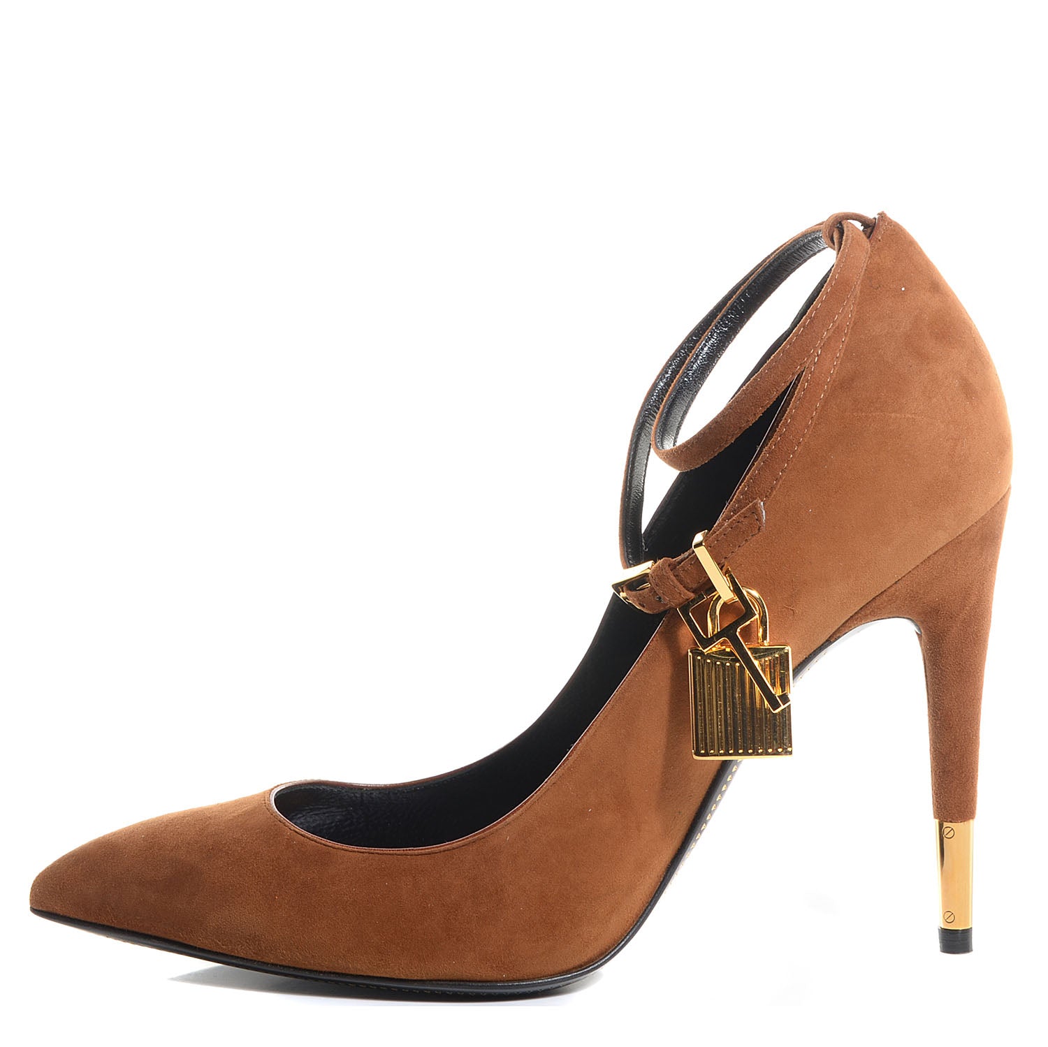 Tom Ford Suede Padlock Ankle Strap Pumps 37 Brown 85348 – FASHIONPHILE