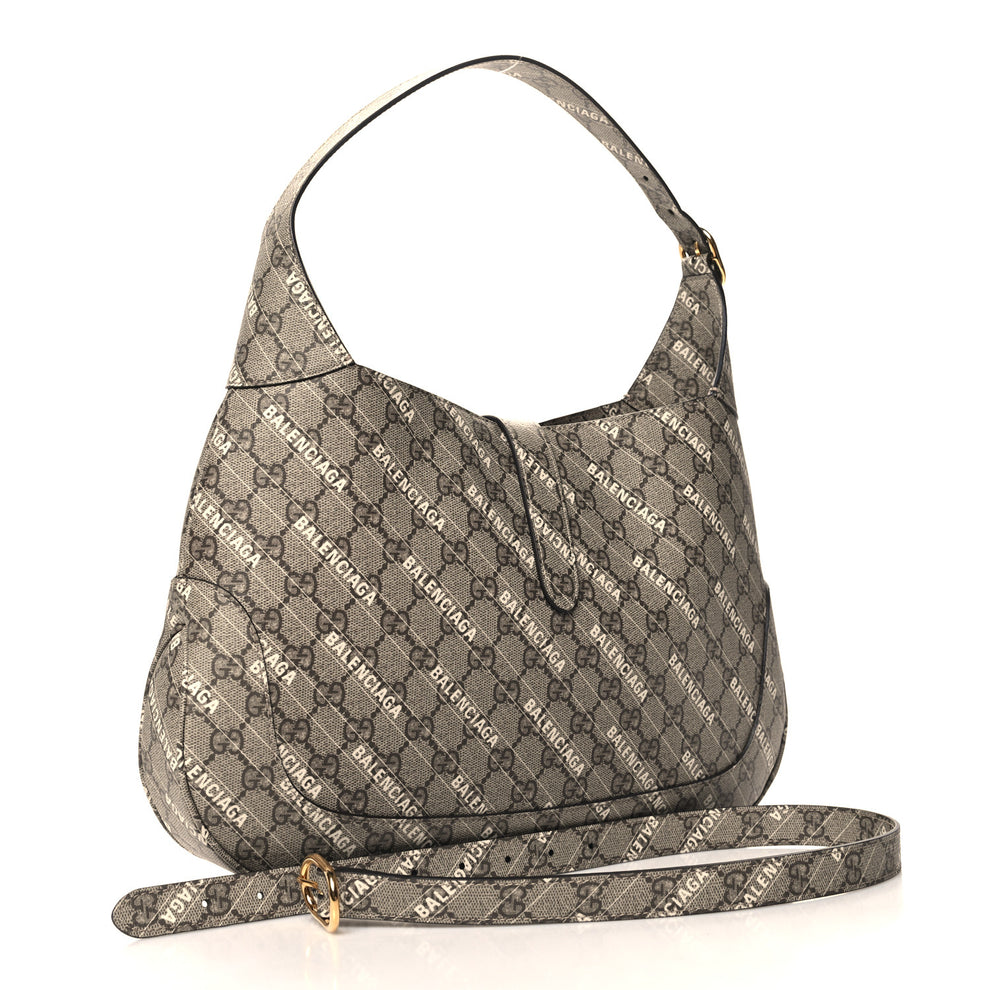 Gucci X BALENCIAGA GG Supreme Monogram Logo Print Medium Jackie 1961 ...