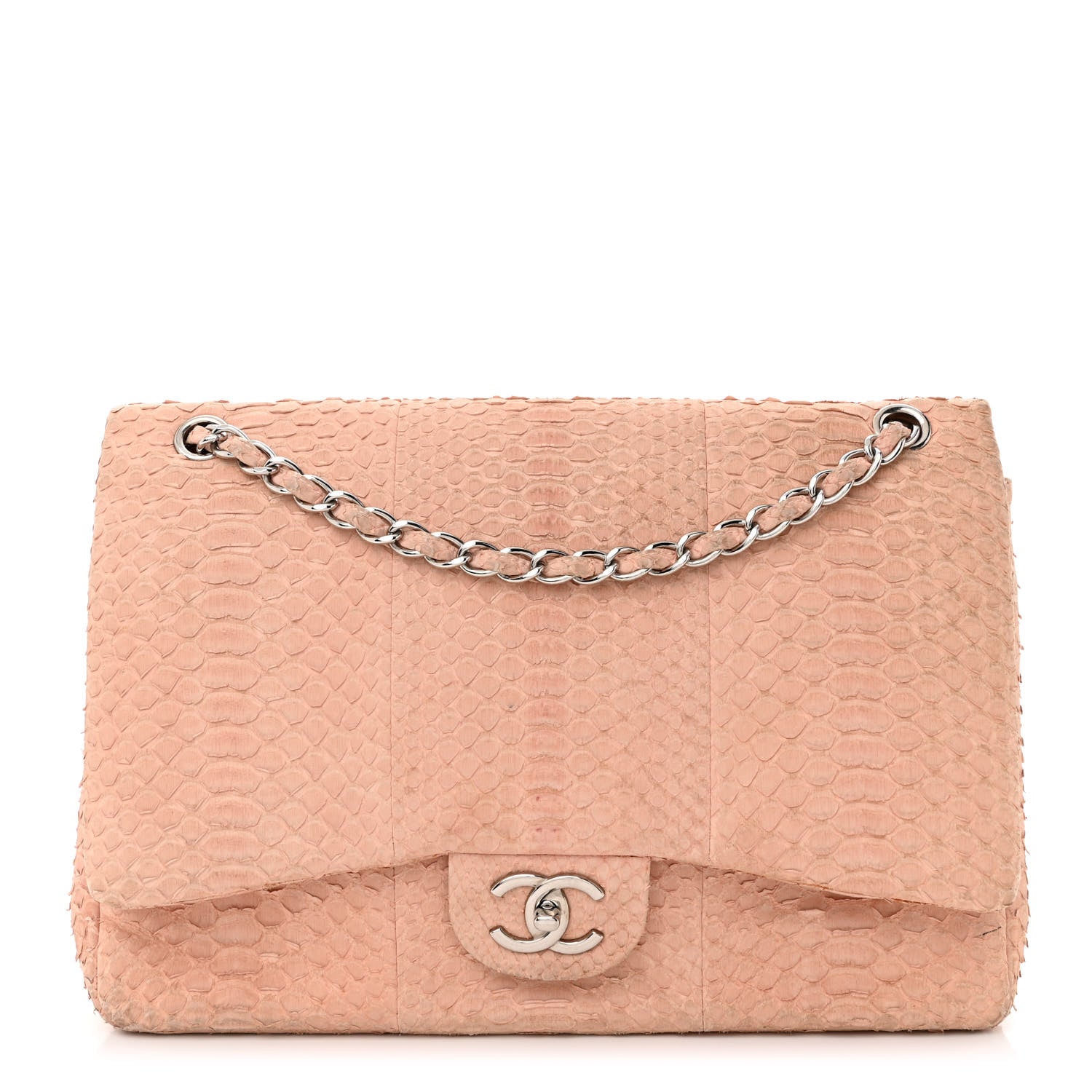 Chanel Snakeskin Maxi Double Flap Pink 1331944 – FASHIONPHILE
