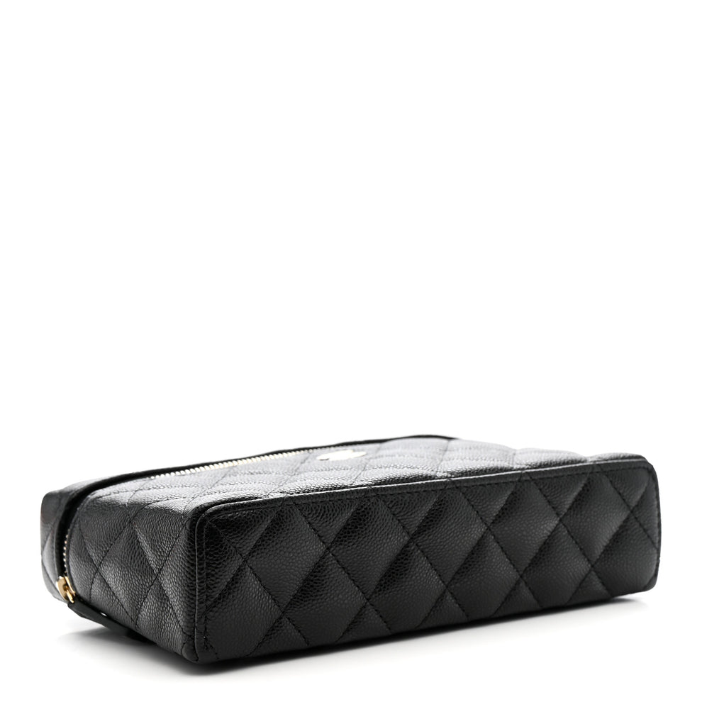 Chanel Caviar Quilted Top Handle Slim Vanity With Chain Black 1783603 ...