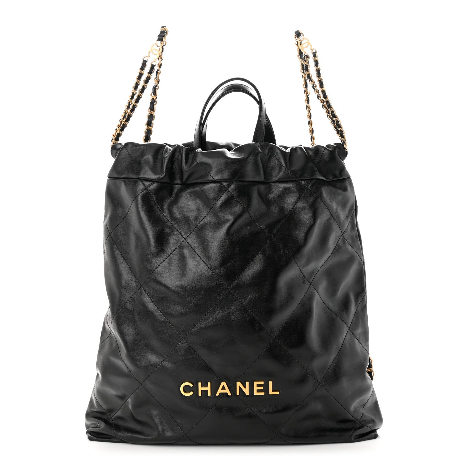 Chanel Shiny Calfskin Quilted Chanel 22 Backpack Black 1296949 ...