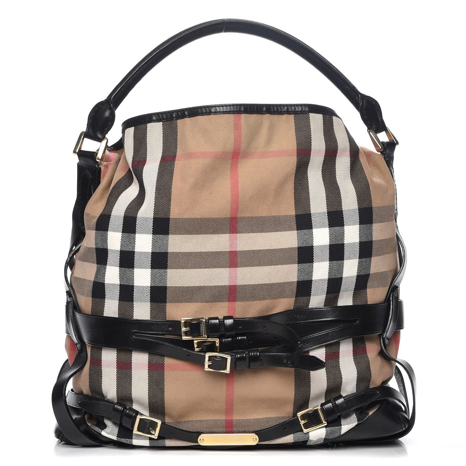 Burberry House Check Bridle Calfskin Medium Gosford Hobo Black 222735 ...