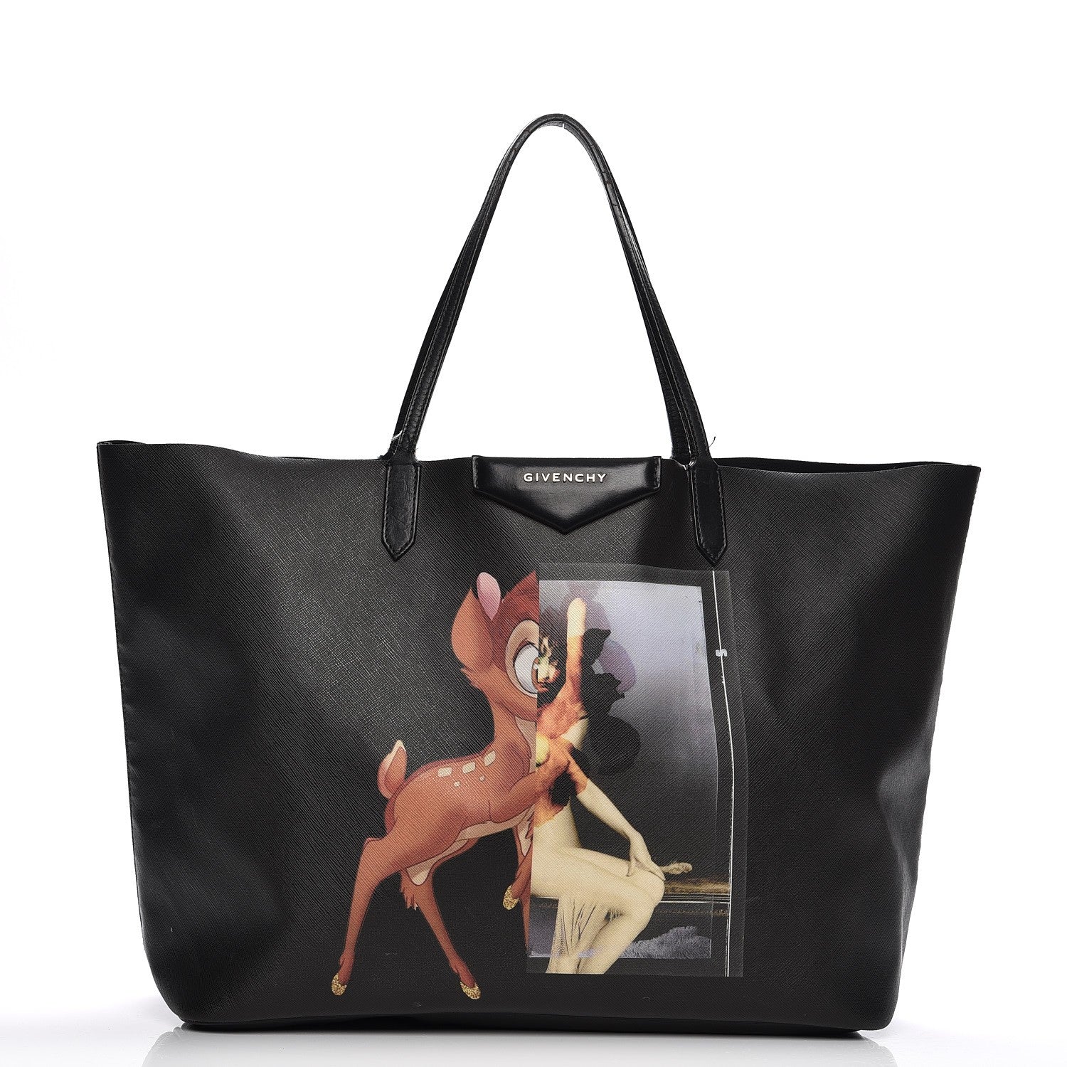 Givenchy Textured Coated Canvas Bambi Print Large Antigona Tote Black ...