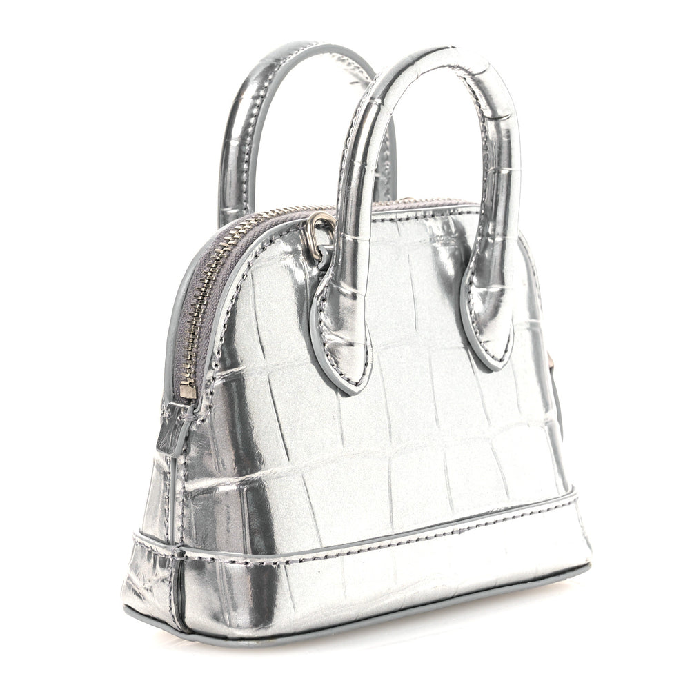 Balenciaga Metallic Calfskin Logo Crocodile Embossed Mini Ville Top ...