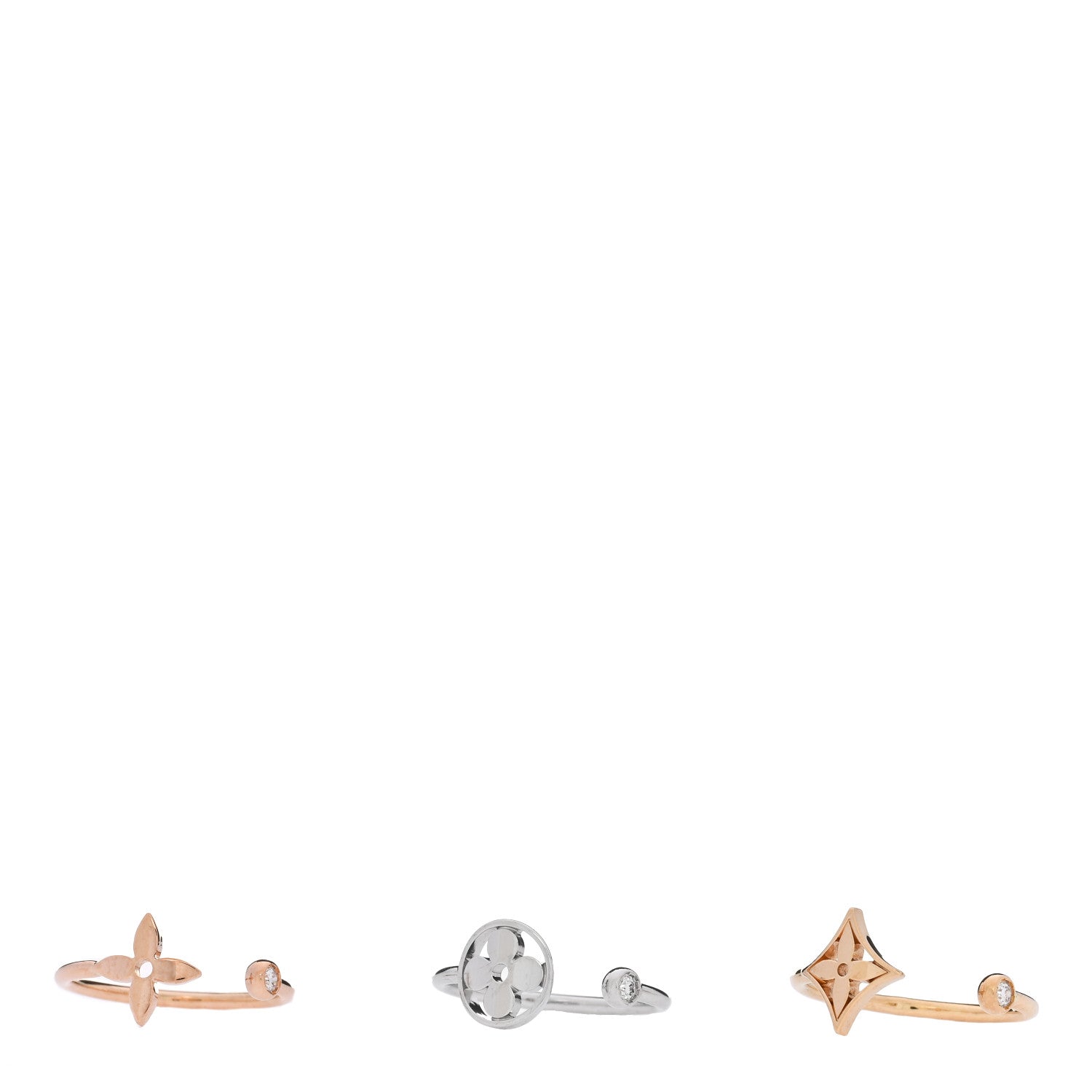 Louis Vuitton 18K Yellow Pink White Gold Diamond Idylle Blossom Ring 3 ...