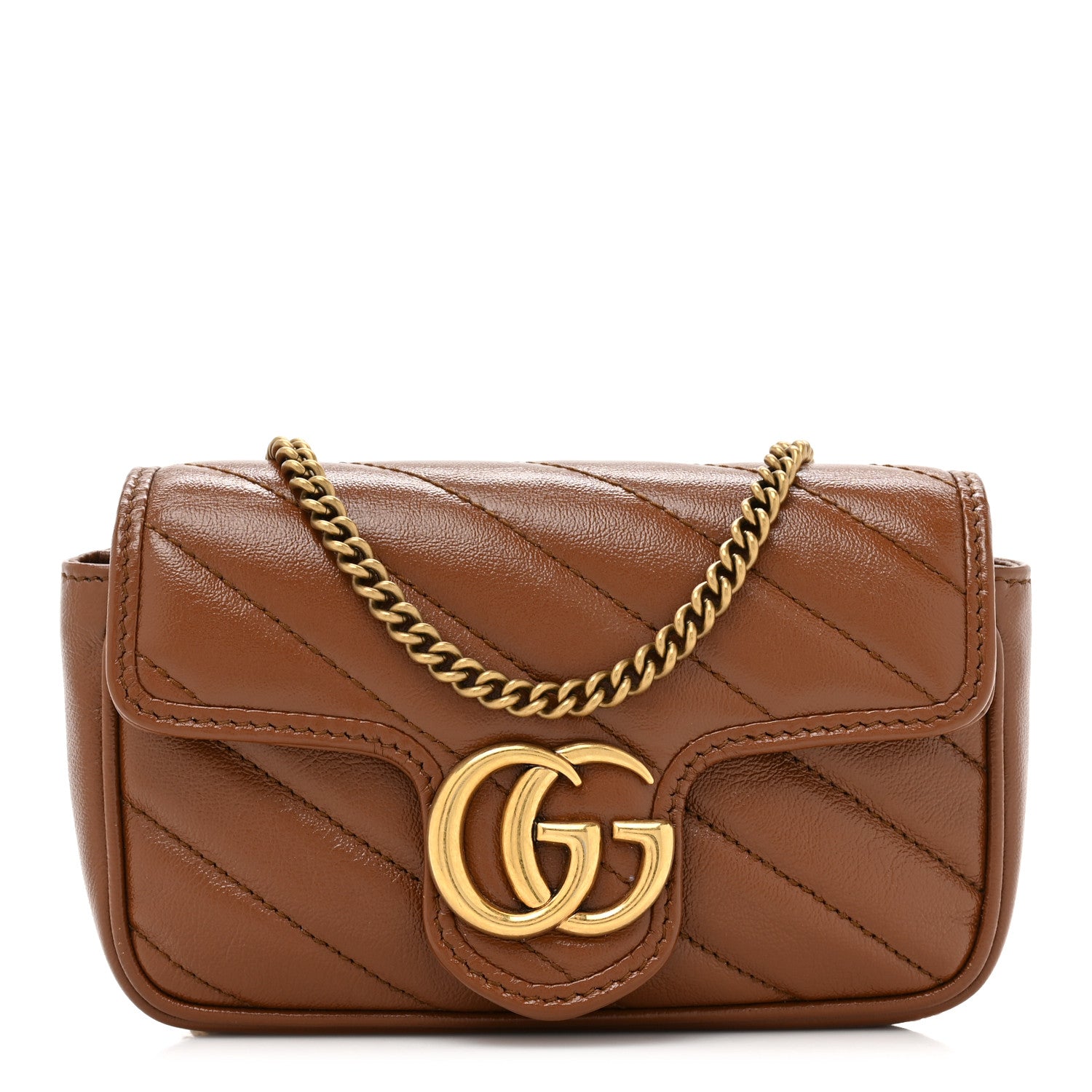 Gucci Azalea Calfskin Matelasse Diagonal Super Mini GG Marmont Shoulder ...