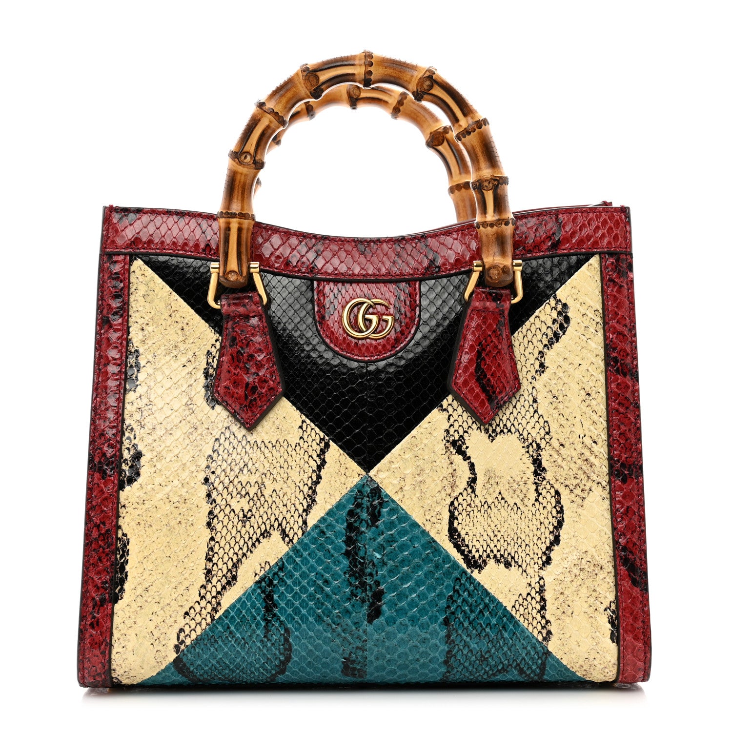 Gucci Snakeskin Geometric Small Diana Tote Wild Red Multicolor 1412678 ...