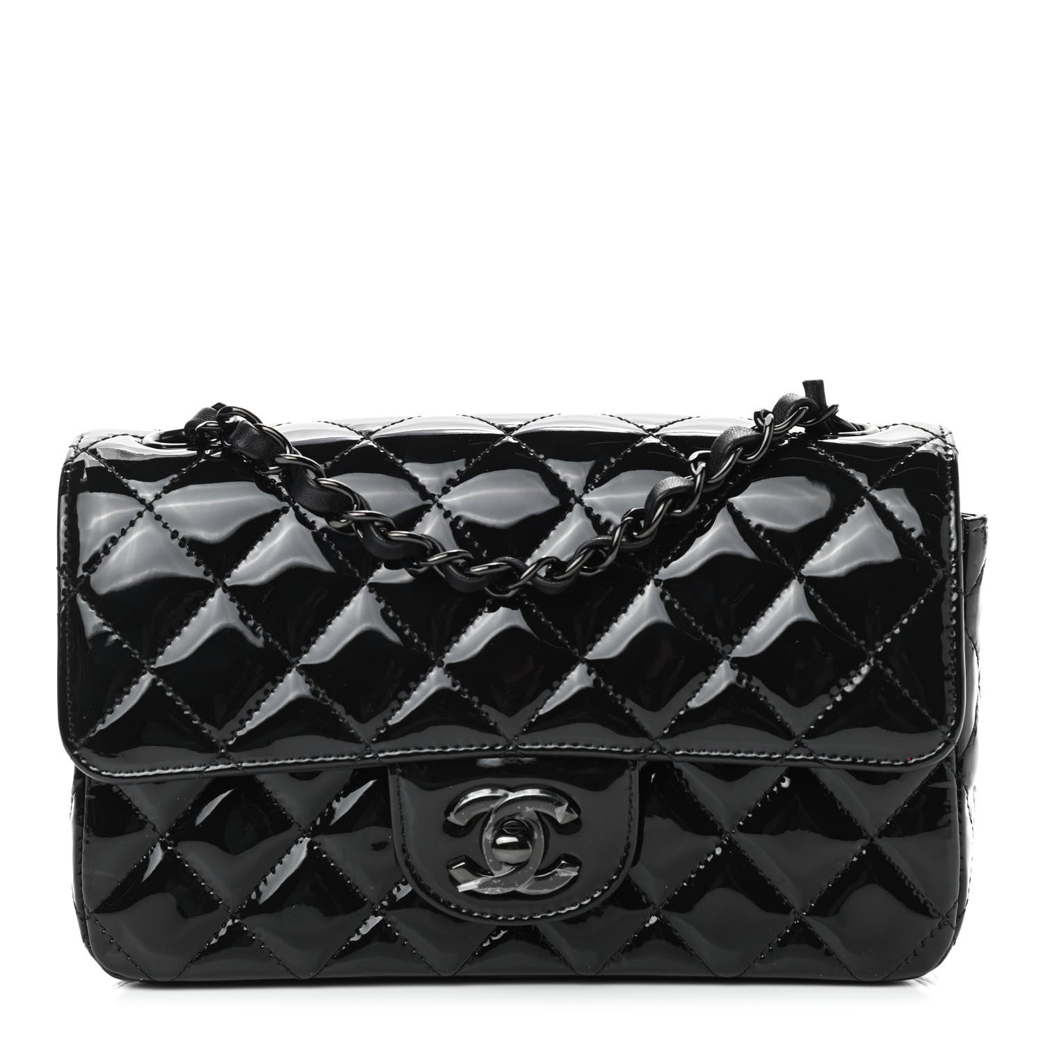 Chanel Patent Calfskin Quilted Mini Rectangular Flap So Black 850013 ...