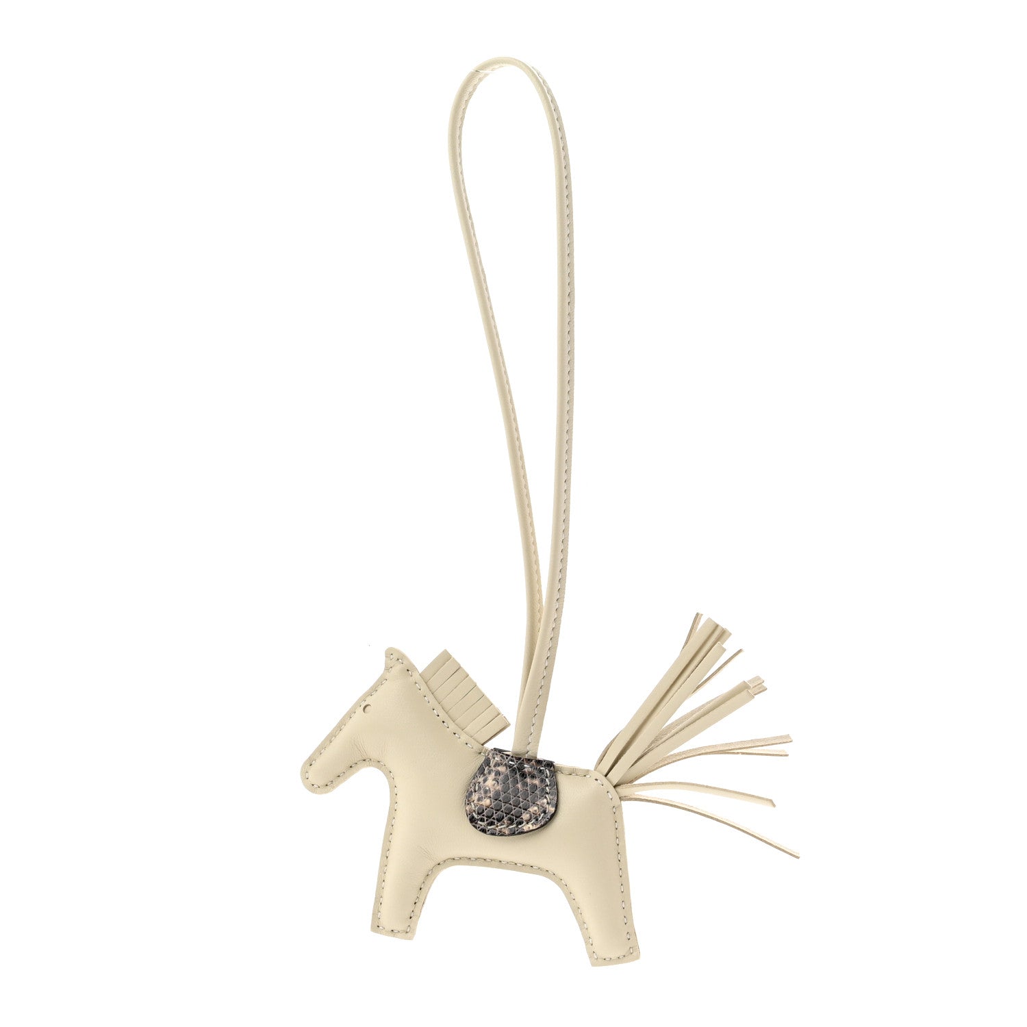 Hermes Milo Lambskin Lizard Touch Grigri Rodeo Horse Bag Charm PM Craie ...