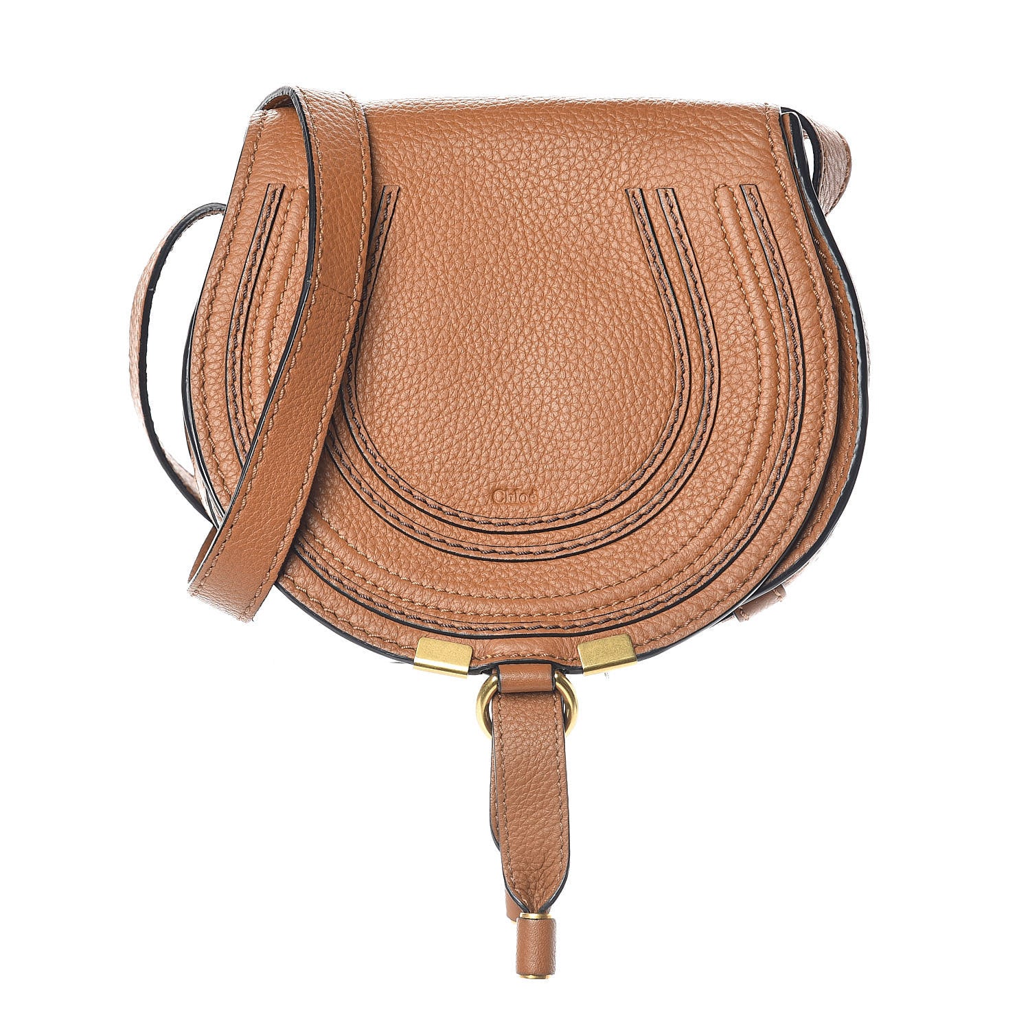 Chloe Calfskin Mini Marcie Round Crossbody Bag Mustard Brown 511098 ...