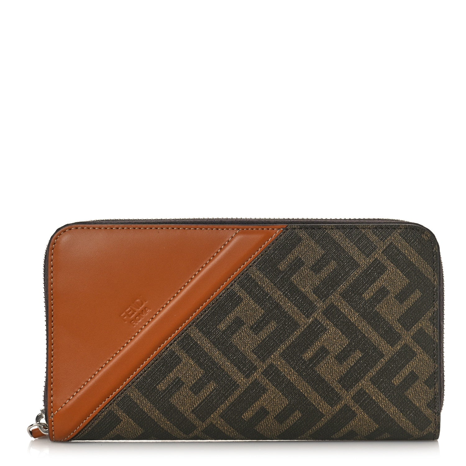 Fendi Glazed Fabric Vitello King FF 1974 Diagonal Zip Around Wallet ...