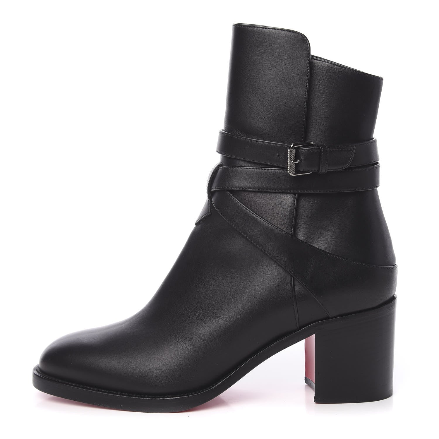 Christian Louboutin Calfskin Karistrap 70 Ankle Boots 38.5 Black 604010 ...