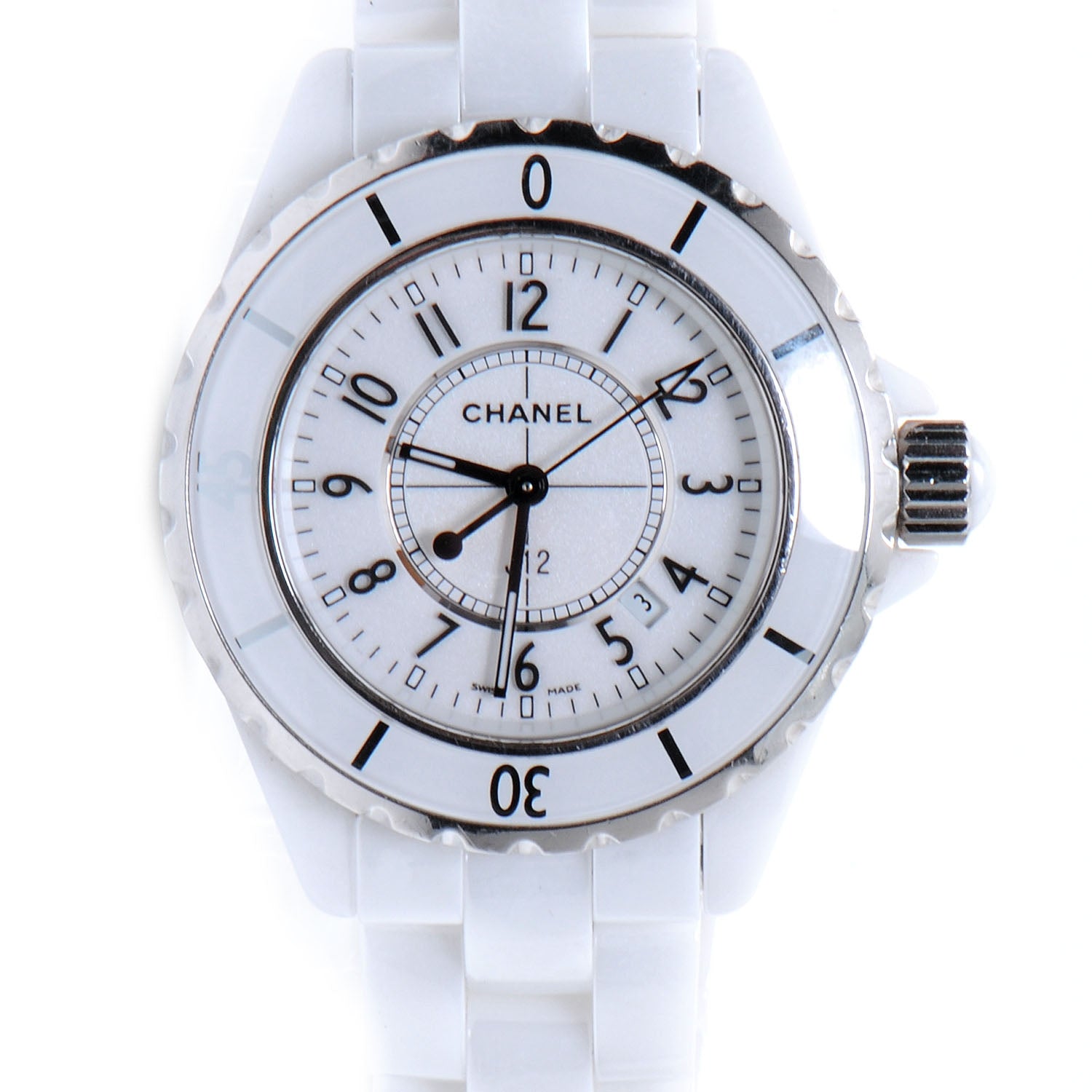 Chanel Stainless Steel Ceramic 33mm J12 Quartz Watch White 50213 ...