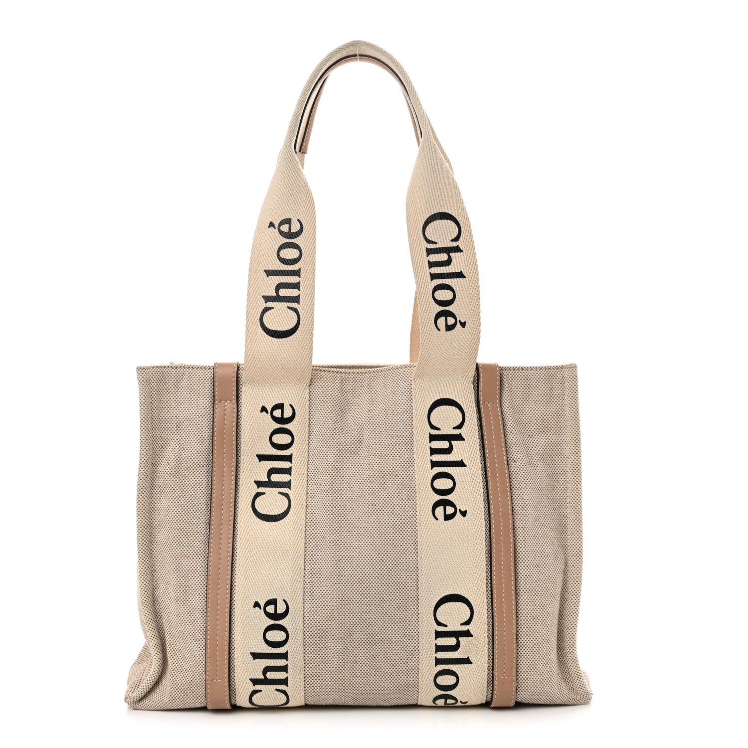Chloe Linen Calfskin Medium Woody Ribbon Tote Argil Brown 1576688 ...