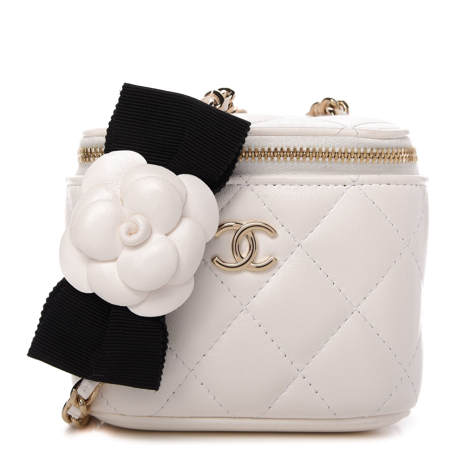 Chanel Lambskin Quilted My Chanel Lady Vanity Case With Chain White ...
