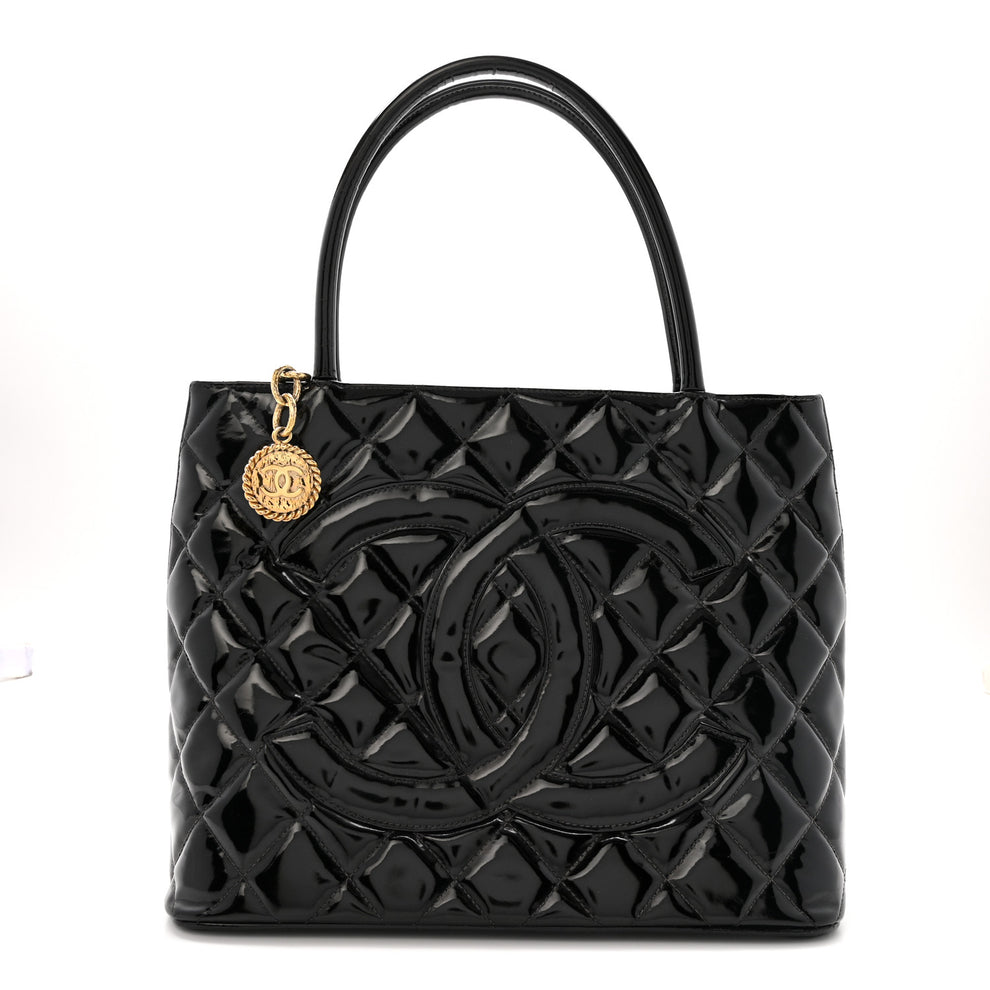 Chanel Patent Medallion Tote Black 1796704 – FASHIONPHILE