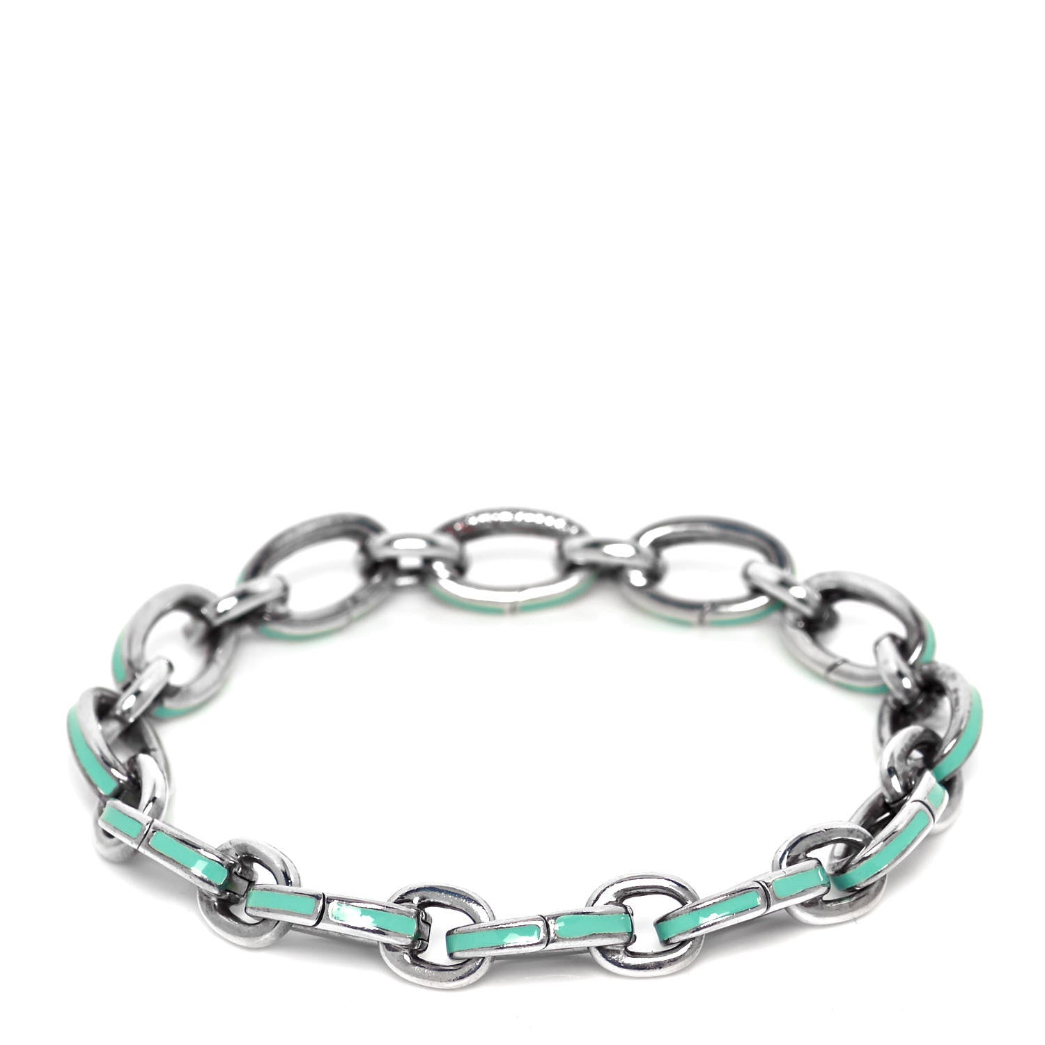 Tiffany Sterling Silver Enamel Clasping Link Bracelet Blue 915601 ...