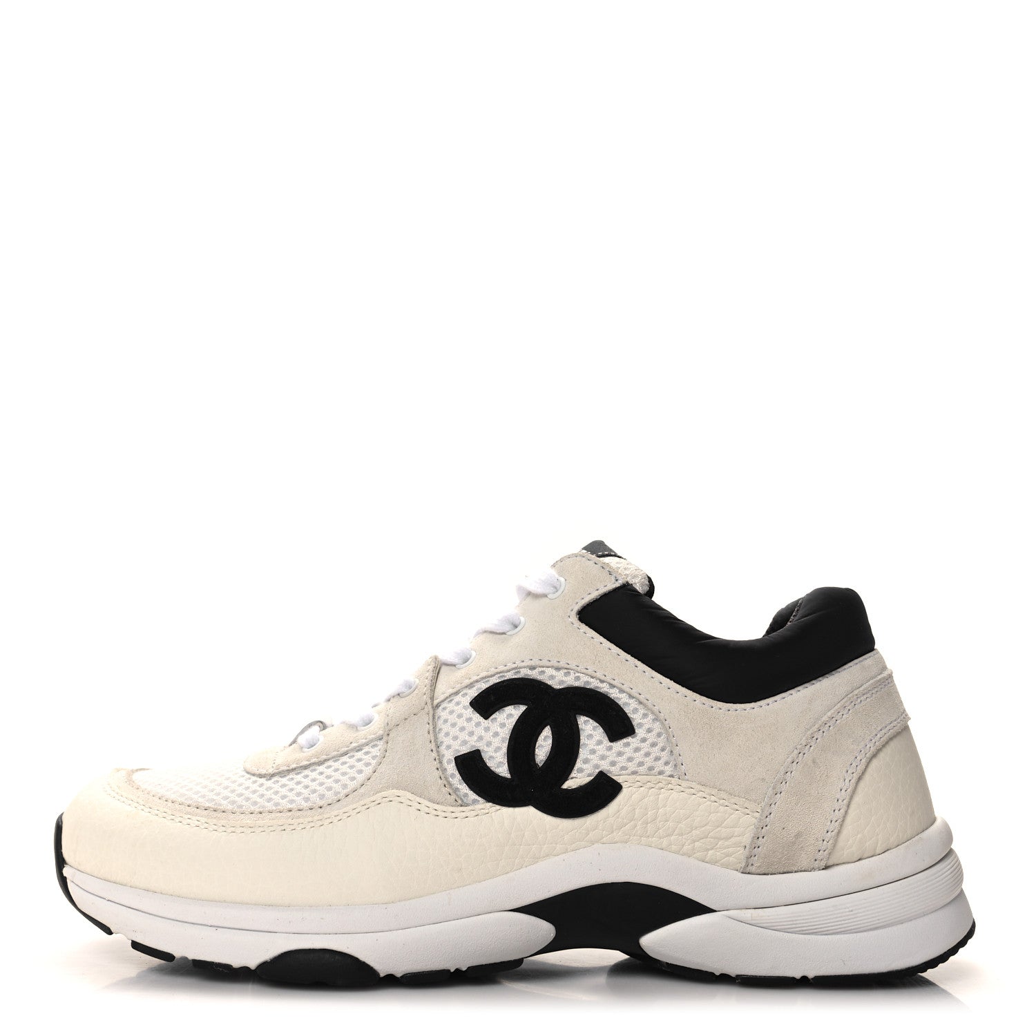 Chanel Mesh Suede Calfskin Grained Calfskin Womens CC Sneakers 39.5 ...