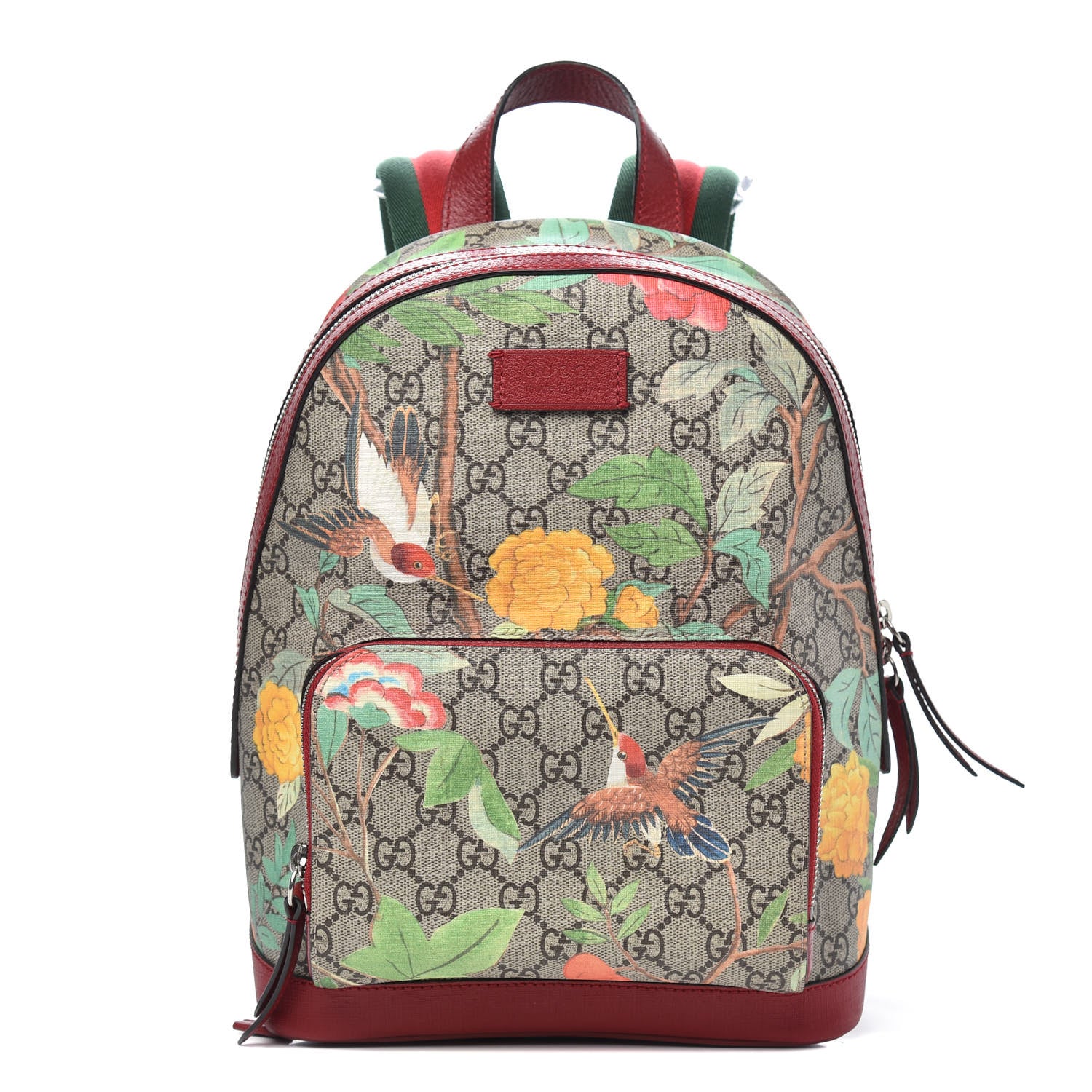 Gucci GG Supreme Monogram Tian Web Small Day Backpack Beige Multicolor ...