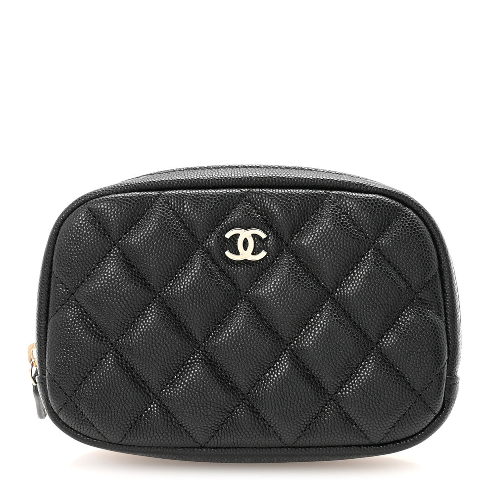 Chanel Caviar Quilted Small Curvy Pouch Cosmetic Case Black 1803010 ...